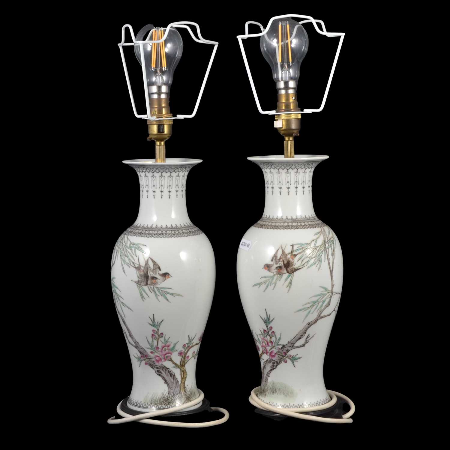 Lot 99 - Pair of modern Chinese table lamps,
