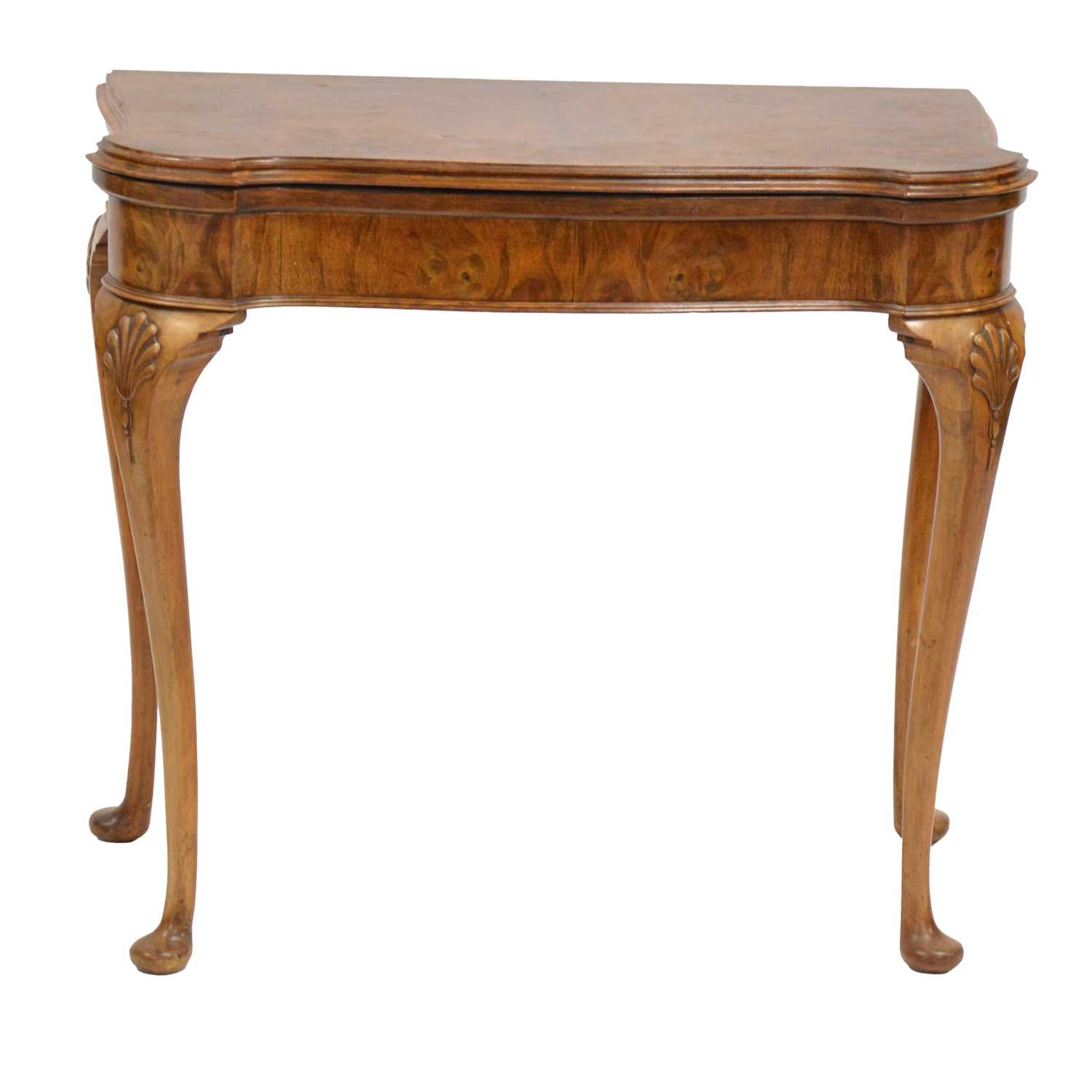 Lot 342 - Reproduction figured walnut card table
