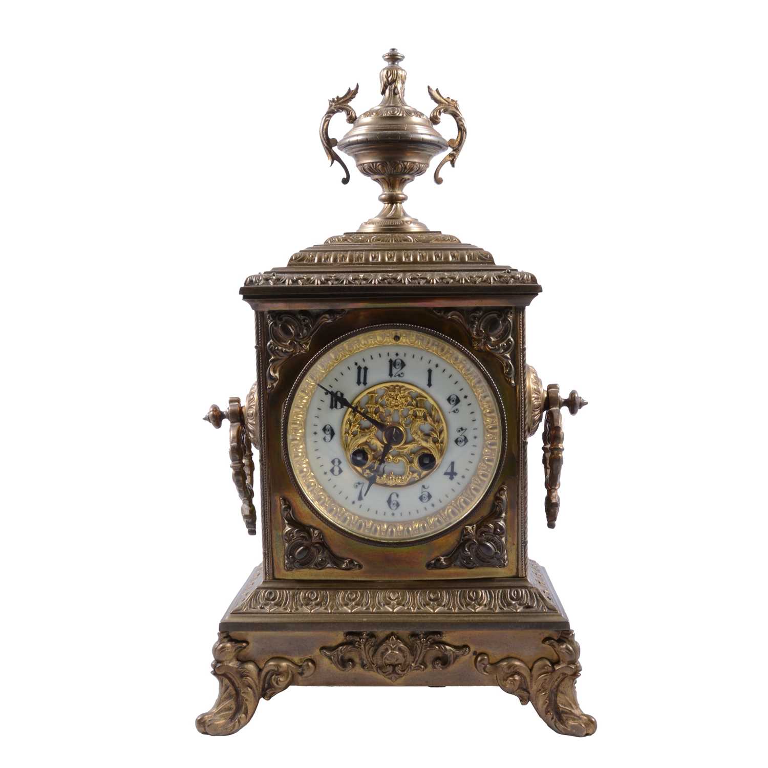 Lot 82 - Brass cased mantel clock,