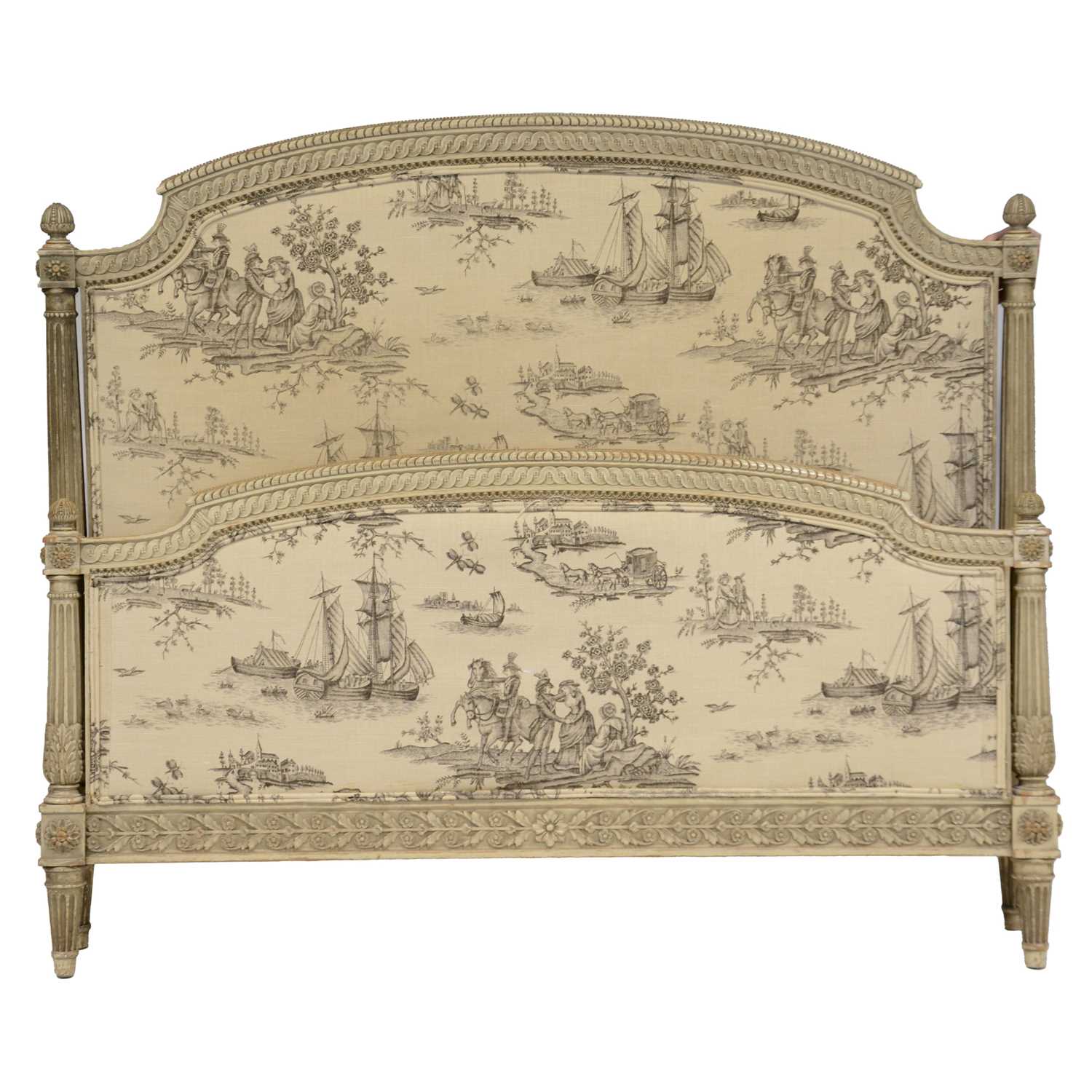 Lot 352 - Modern painted double bed frame, upholstered,