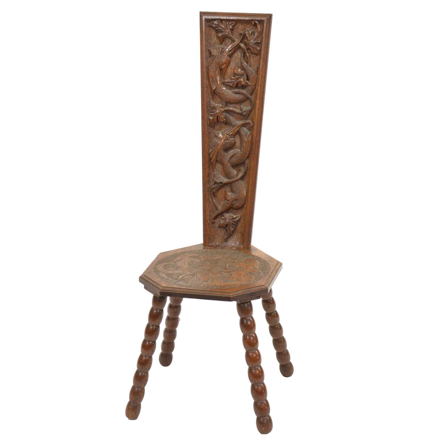 Lot 358 - Carved oak spinning chair,
