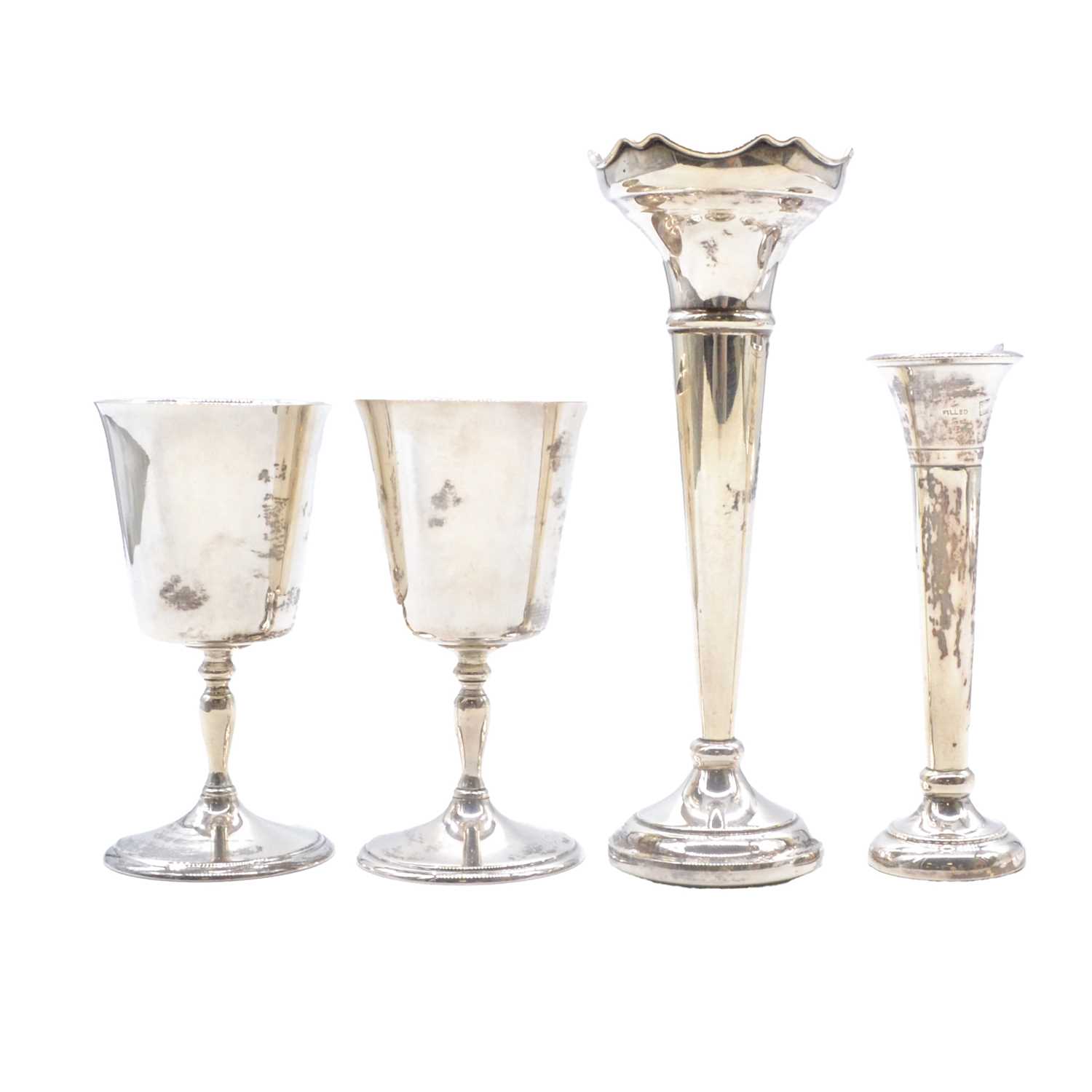 Lot 201 - Pair of silver goblets, and two silver