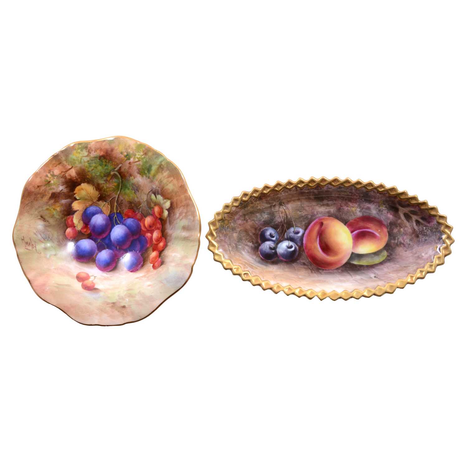 Lot 39 - Royal Worcester fruit painted rope edge dish