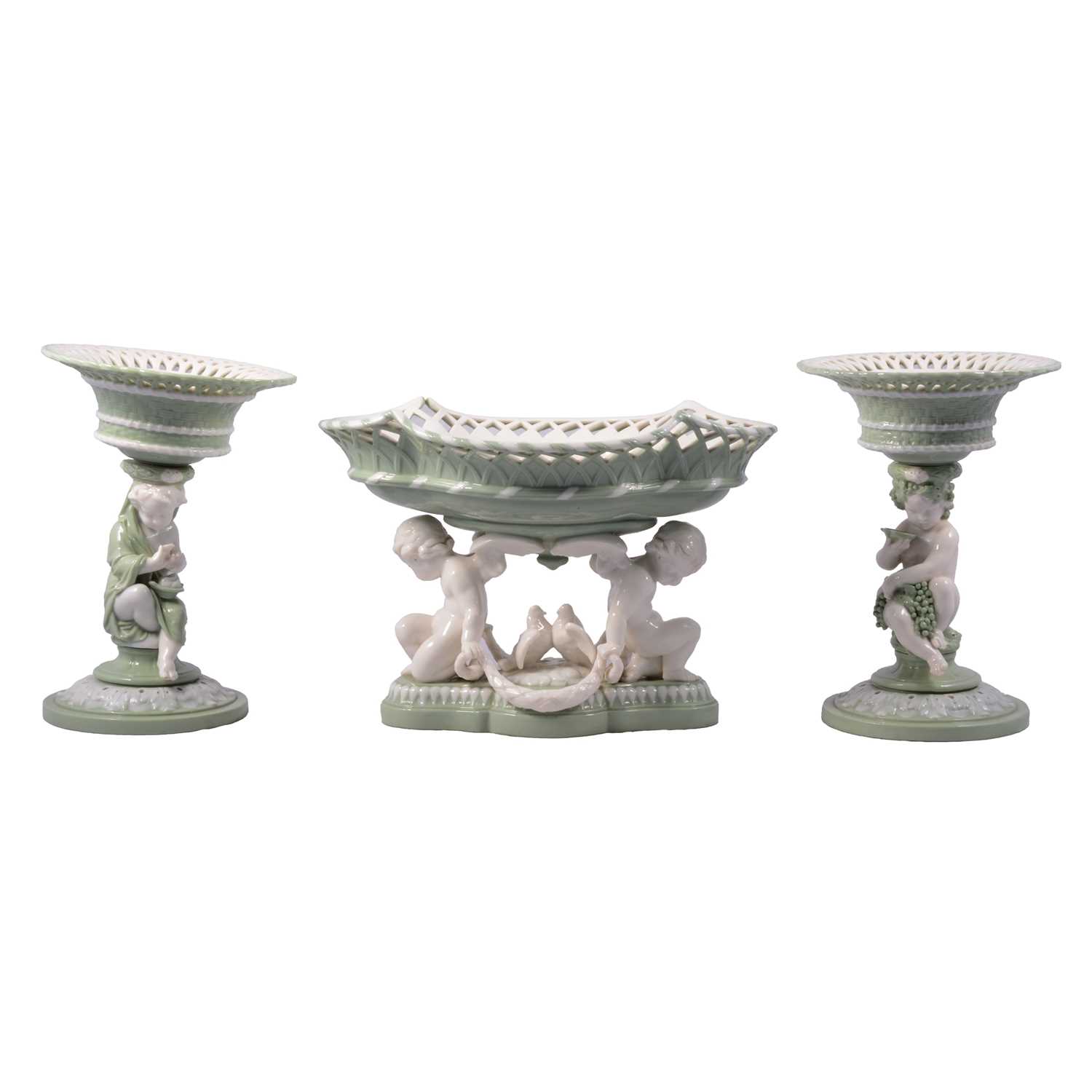 Lot 22 - Minton porcelain table garniture,