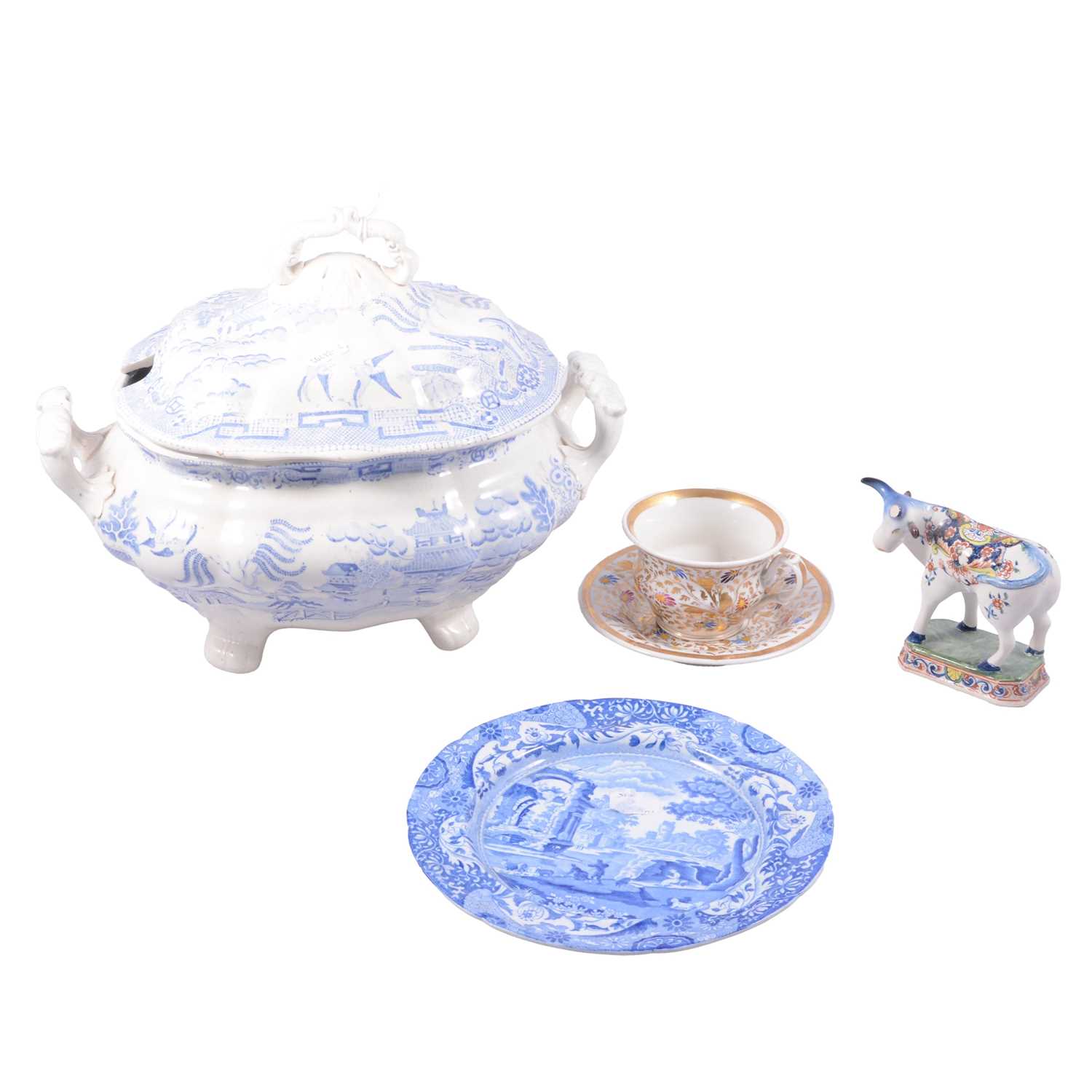 Lot 71 - Spode blue and white plate; Willow pattern