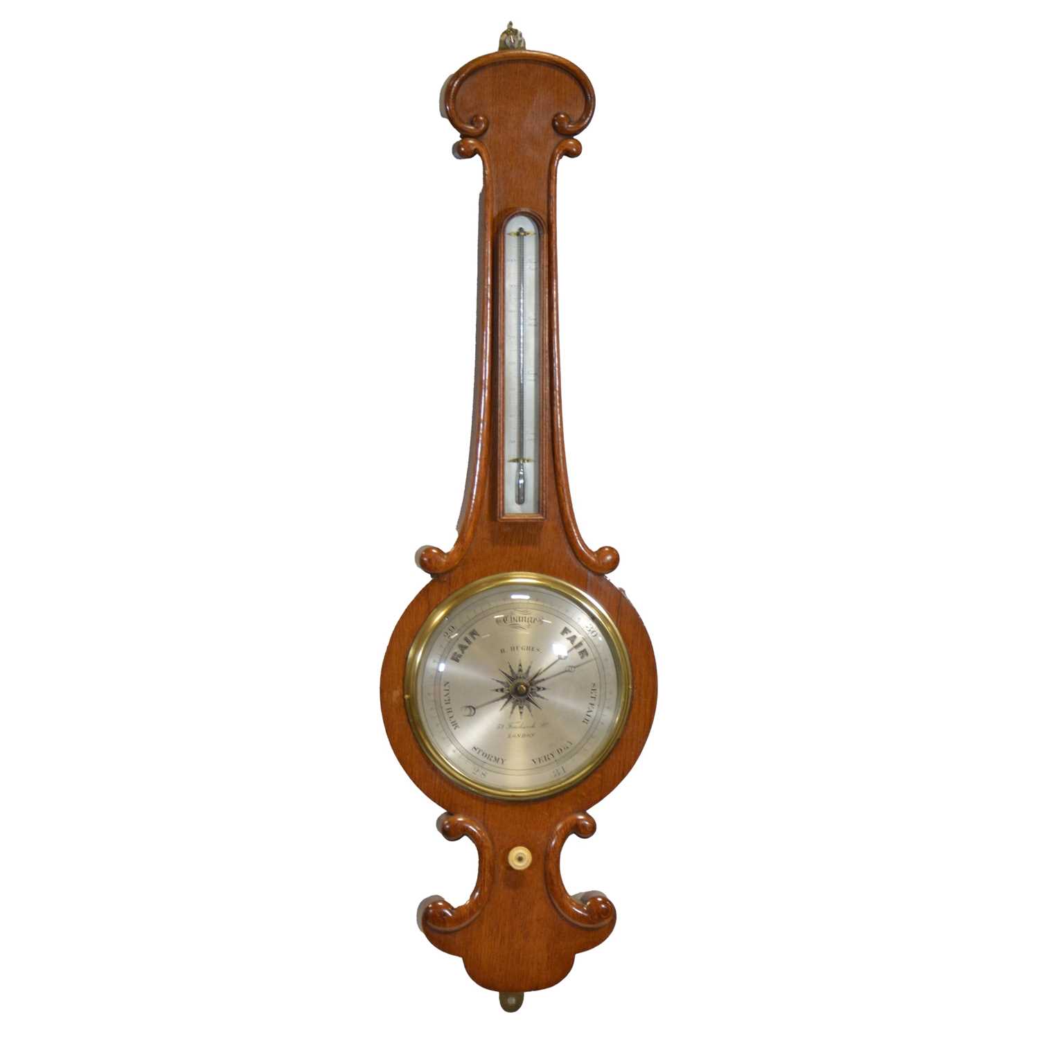 Lot 417 - Edwardian oak banjo barometer,
