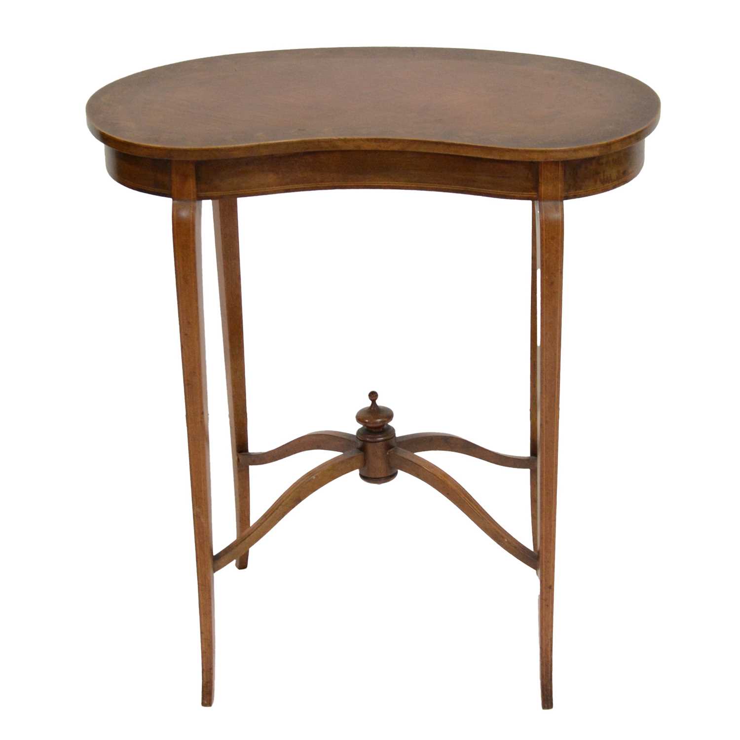 Lot 460 - Edwardian inlaid mahogany kidney shape table,