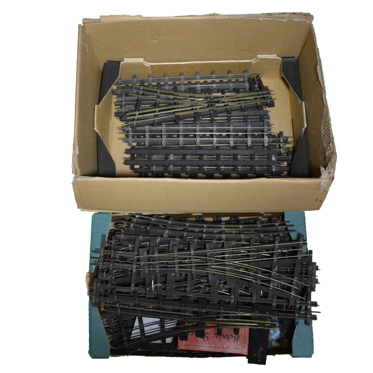 Lot 380 - Two trays of O gauge track, 3-rail