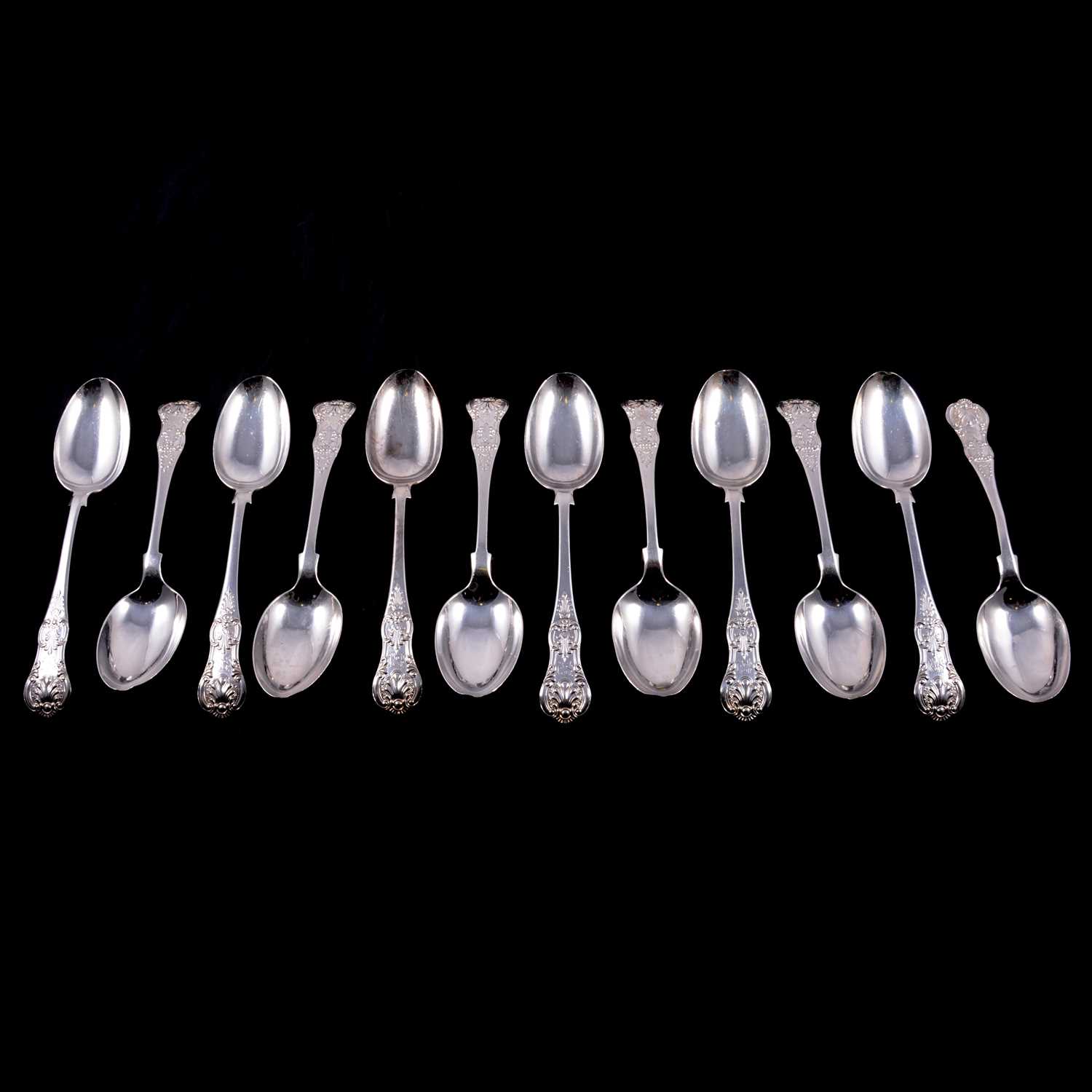 Lot 53 - Set of silver Kings pattern table spoons,