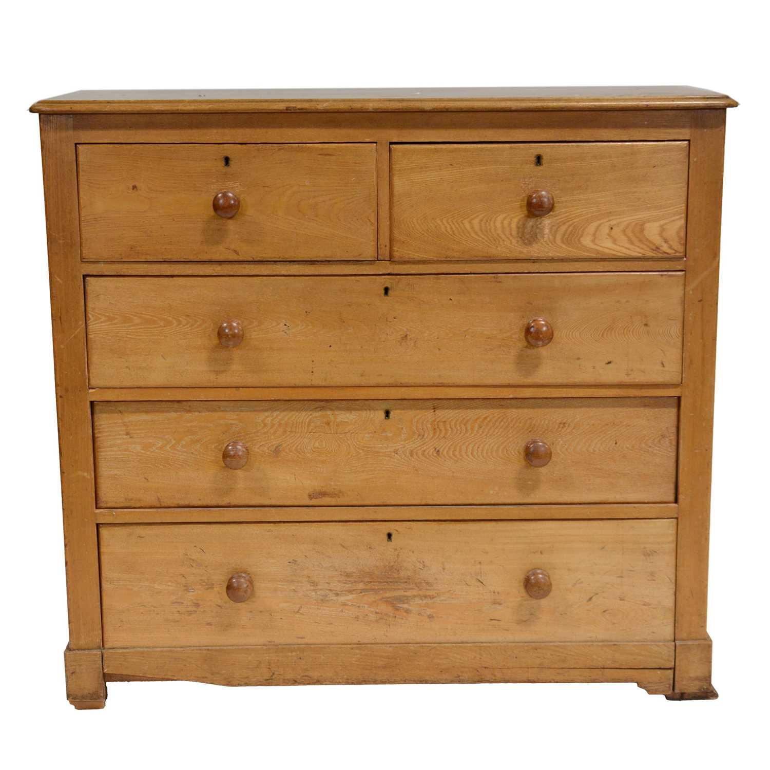Lot 382 - Late Victorian light oak chest of drawers,