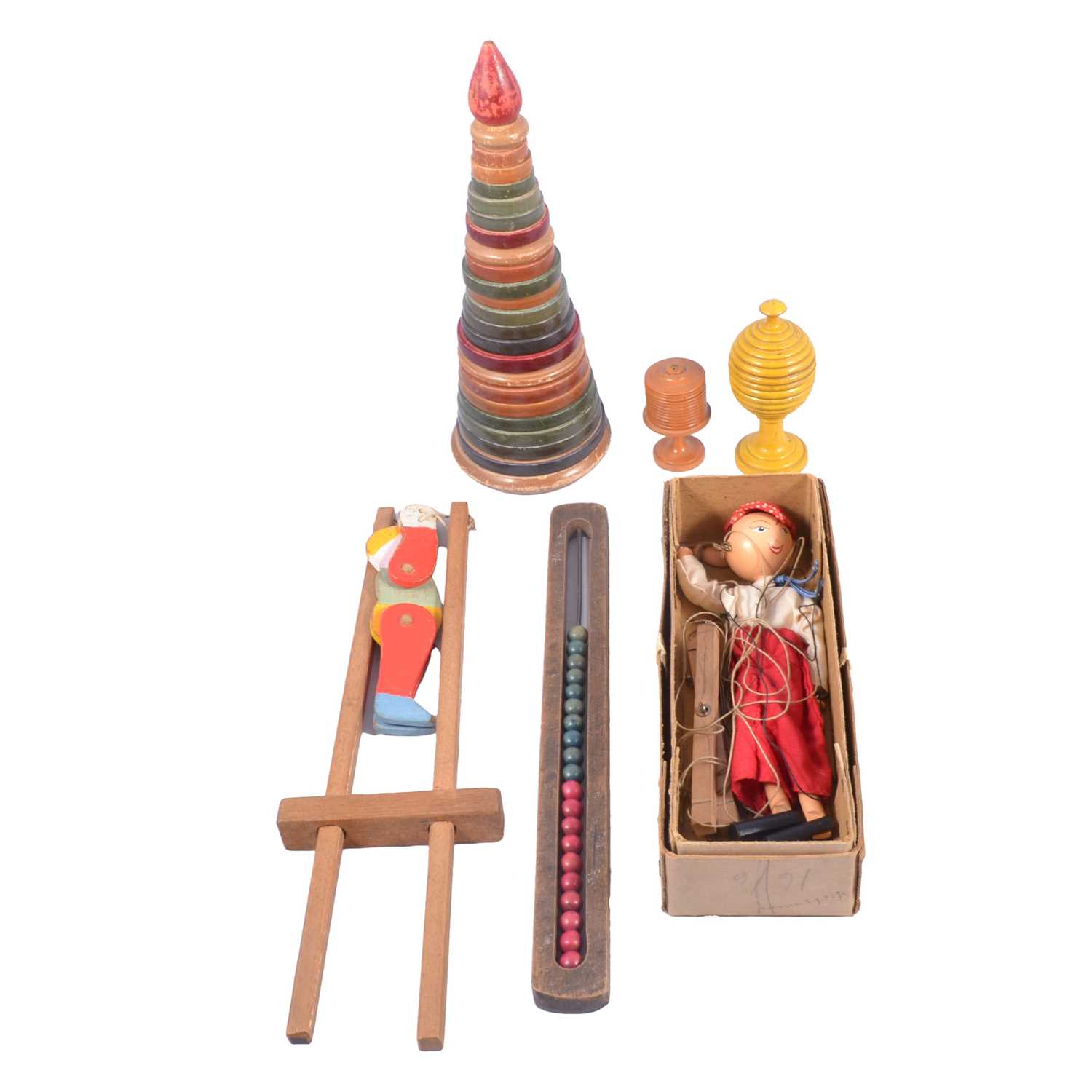 Lot 110 - Collection of vintage wooden childhood toys