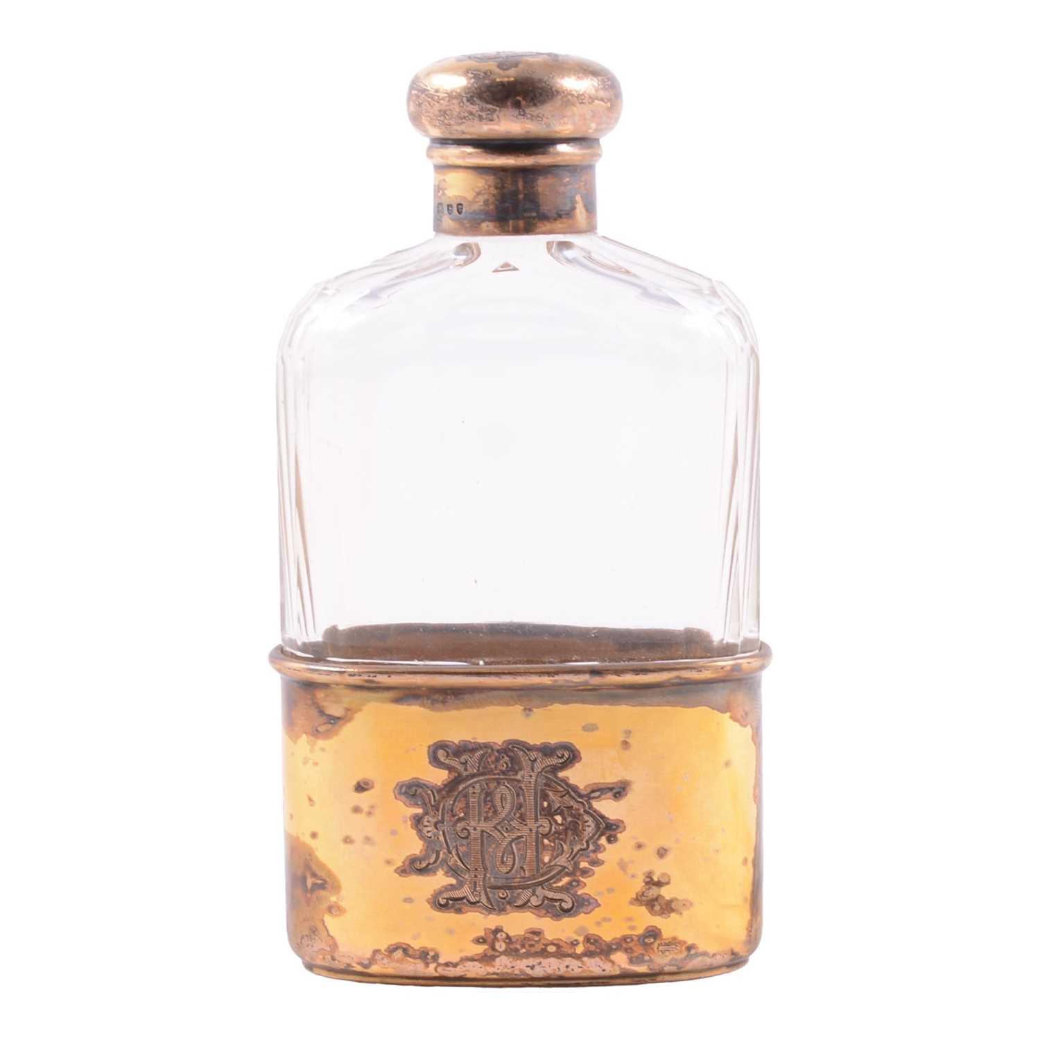 Lot 290 - Victorian silver gilt mounted hip flask,