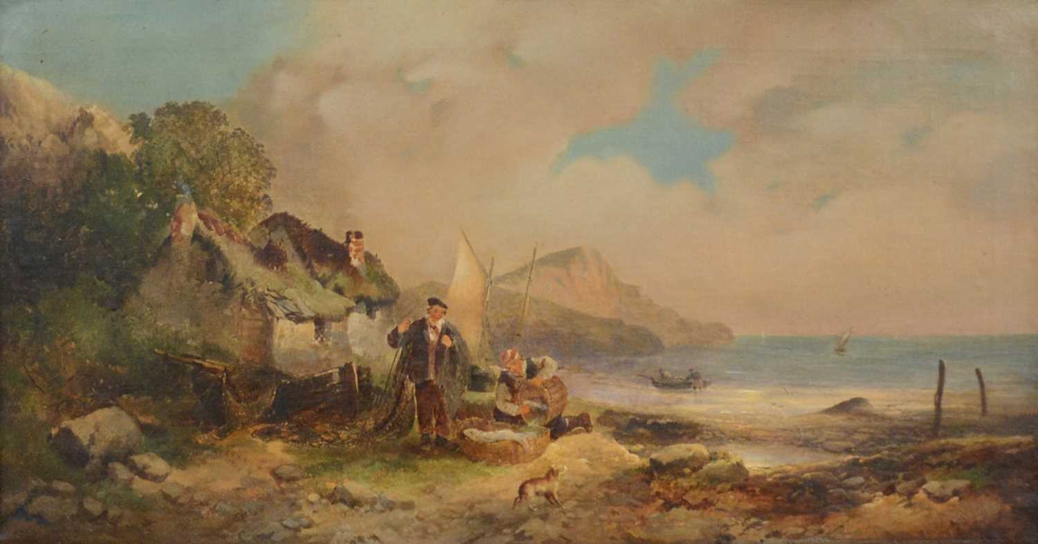 Lot 367 - William Shayer, Unloading the catch,