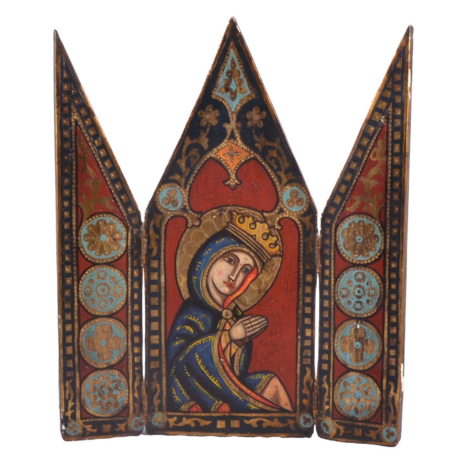 Lot 6 - A plaster triptych icon, Gothic form