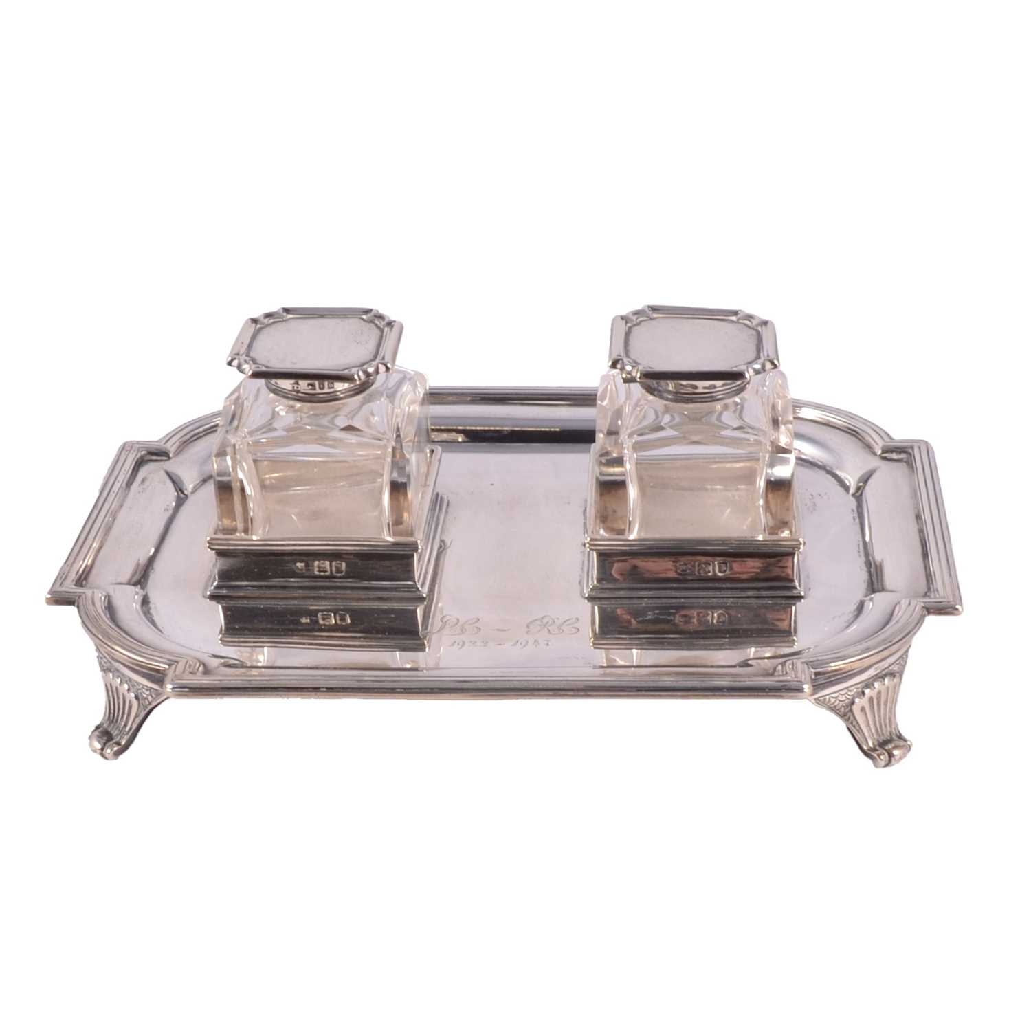 Lot 50 - Silver desk stand,