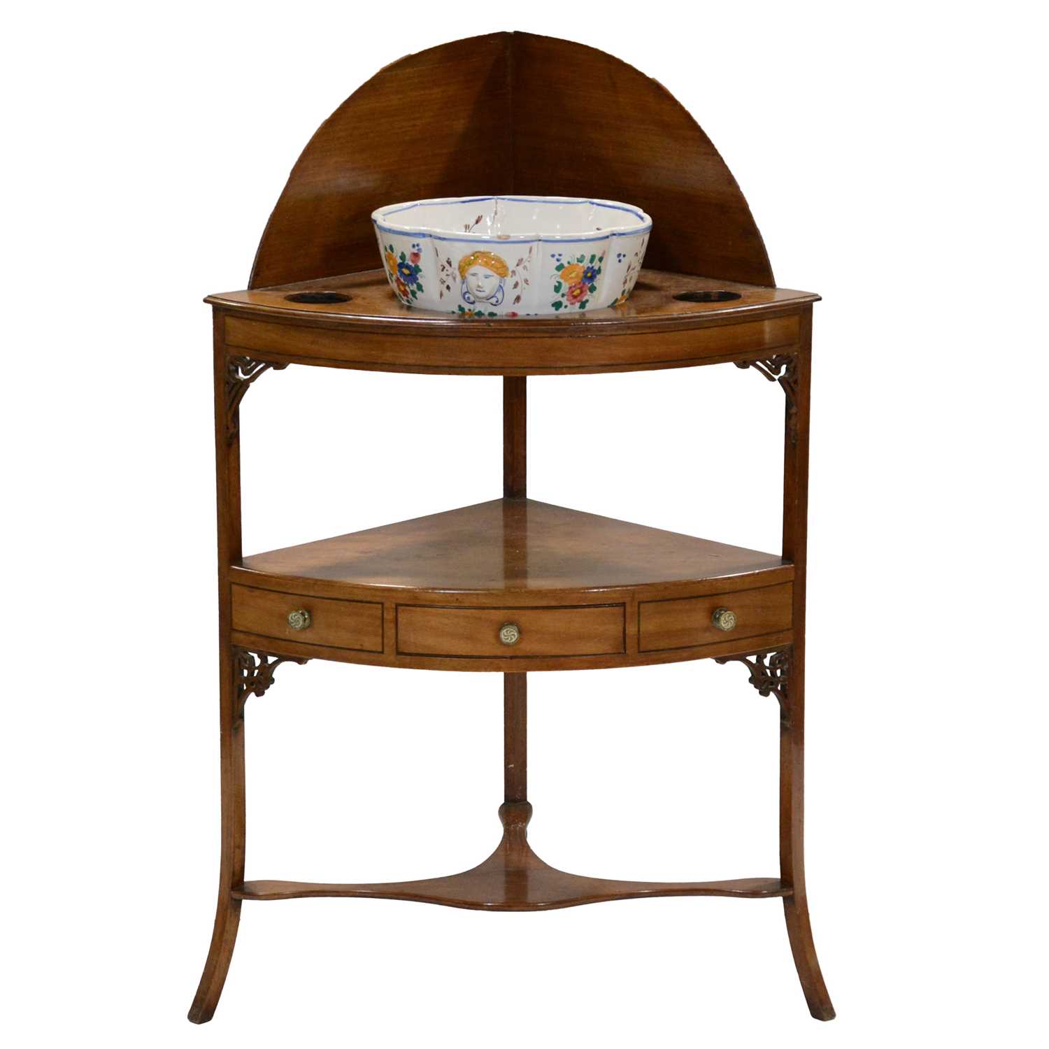 Lot 497 - Victorian mahogany corner washstand,