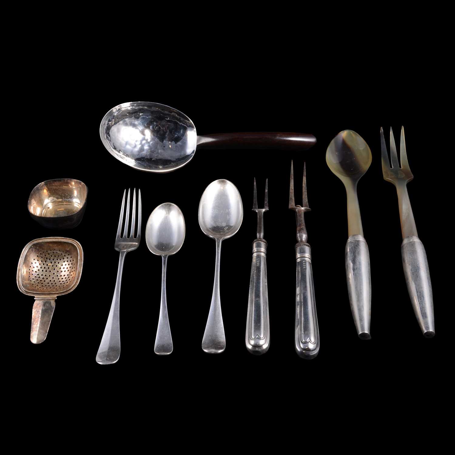 Lot 196 - Set of four Mexican silver ladles, other