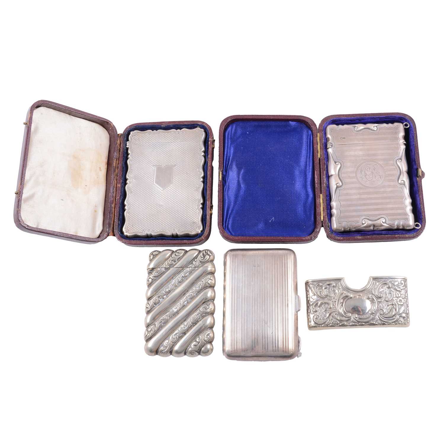 Lot 311 - Three silver card cases and two silver
