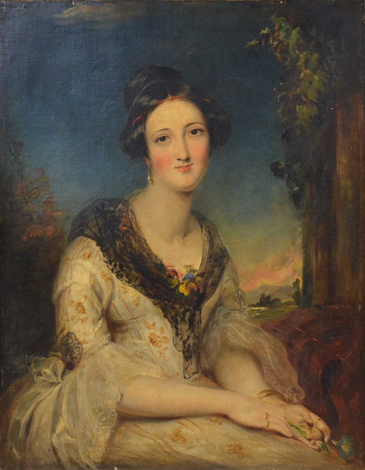 Lot 535 - Circle of William Etty, Portrait of a lady,