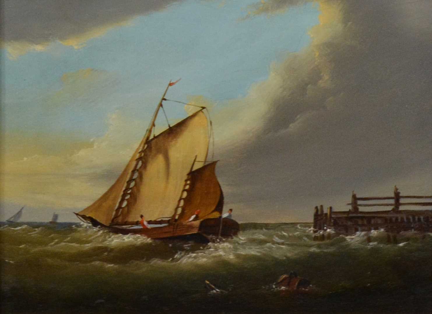 Lot 202 - Dutch School, Trading ketch putting to sea,