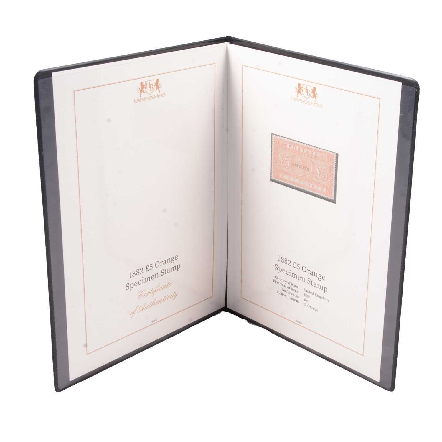 Lot 259 - Harrington & Byrne 1882 £5 orange specimen