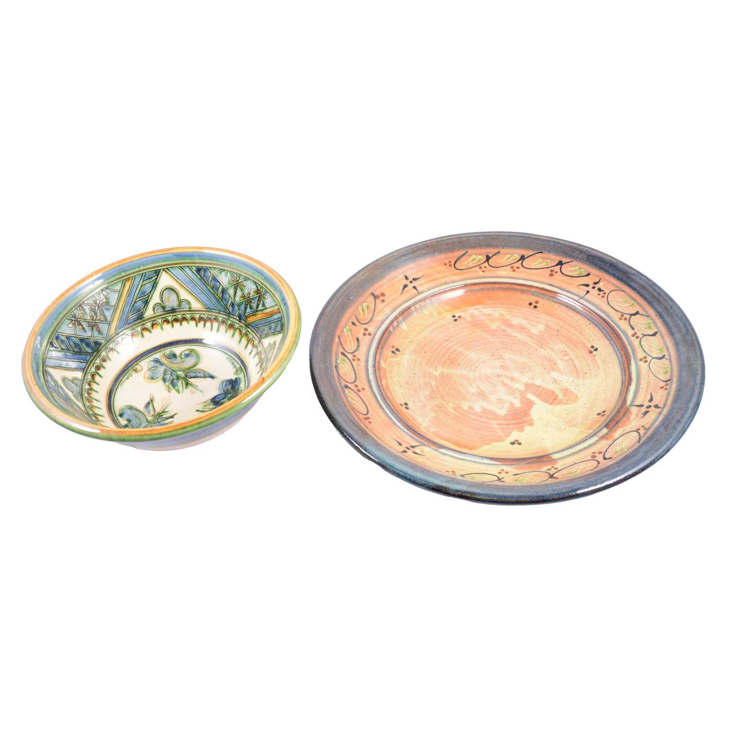 Lot 118 - Studio Pottery charger, slip decorated, and