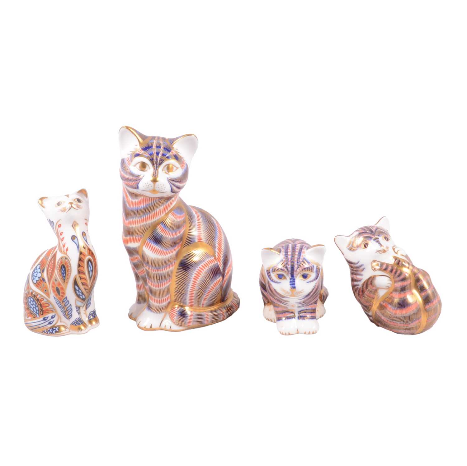 Lot 31 - Four Royal Crown Derby cat paperweights,