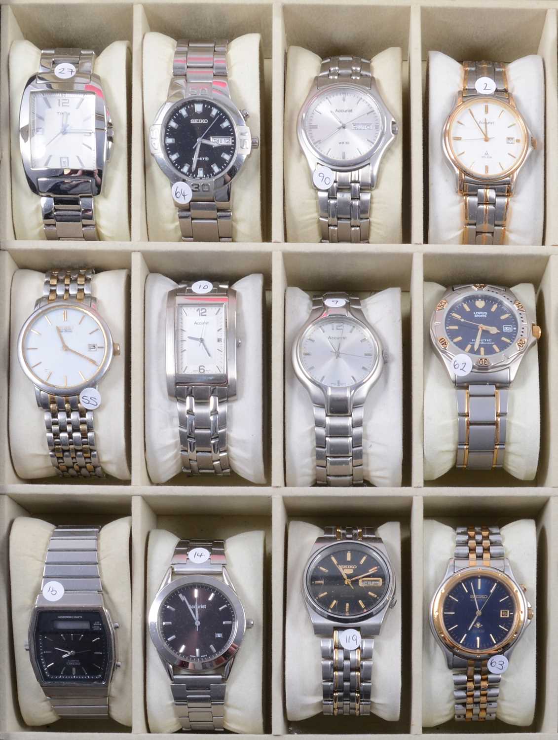 Lot 1051 - Twelve Seiko, Accurist, Lorus, Citizen,