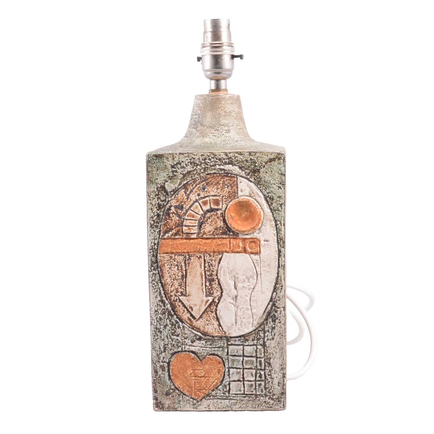 Lot 120 - Large Troika pottery lamp base, rectangular