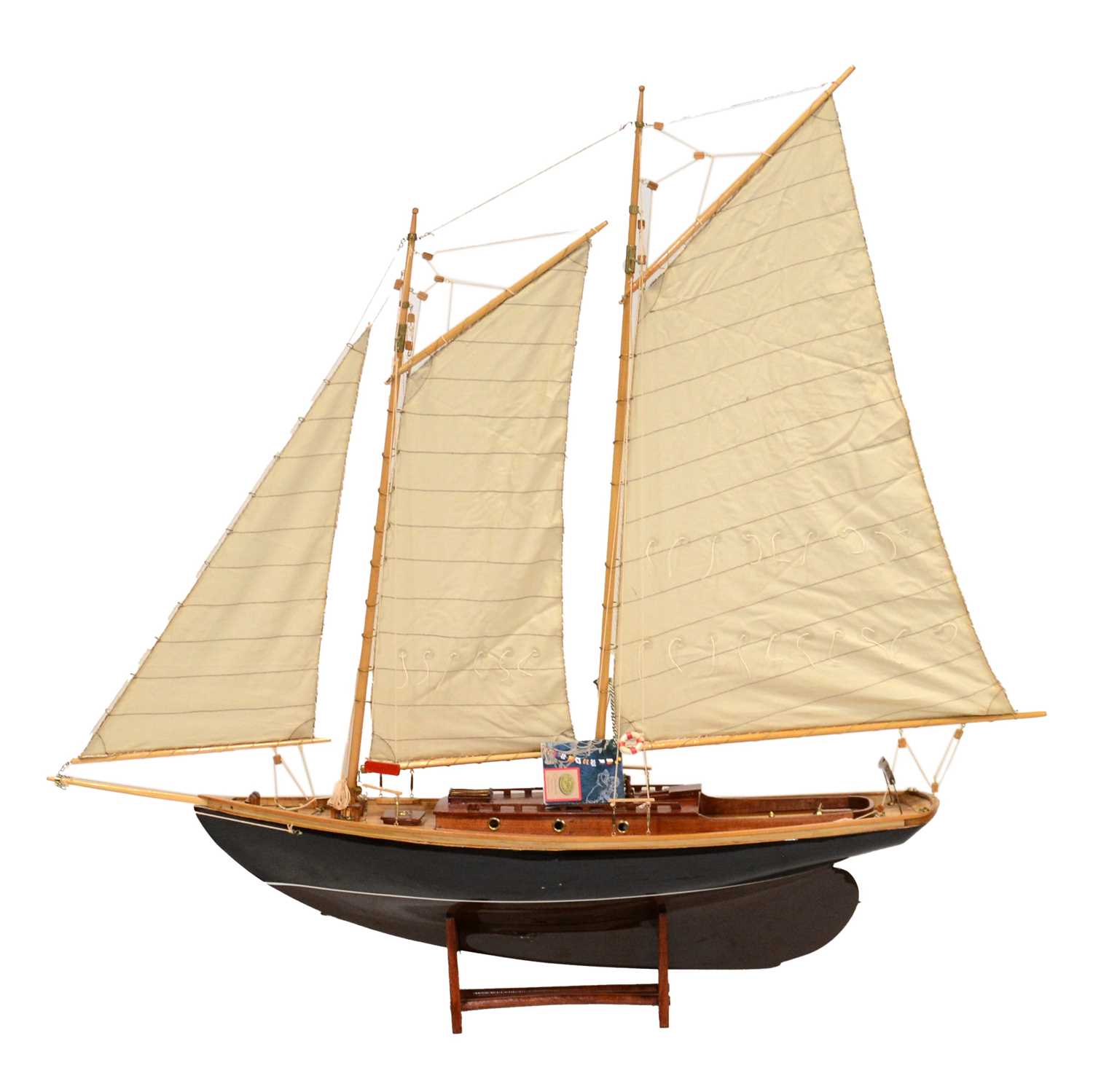 Lot 118 - Large decorative model of a yacht on stand,