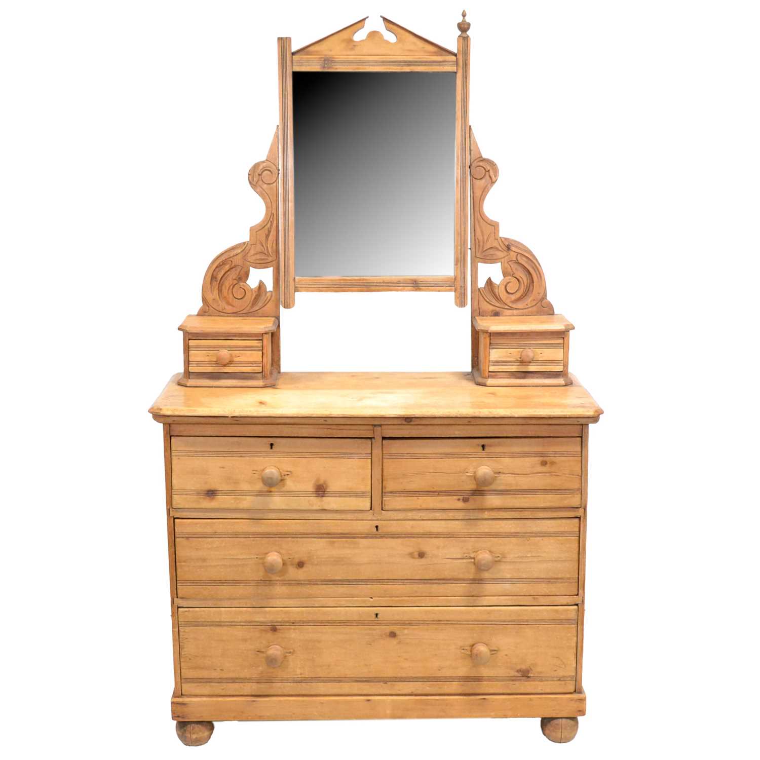 Lot 381 - Edwardian stripped pine dressing table