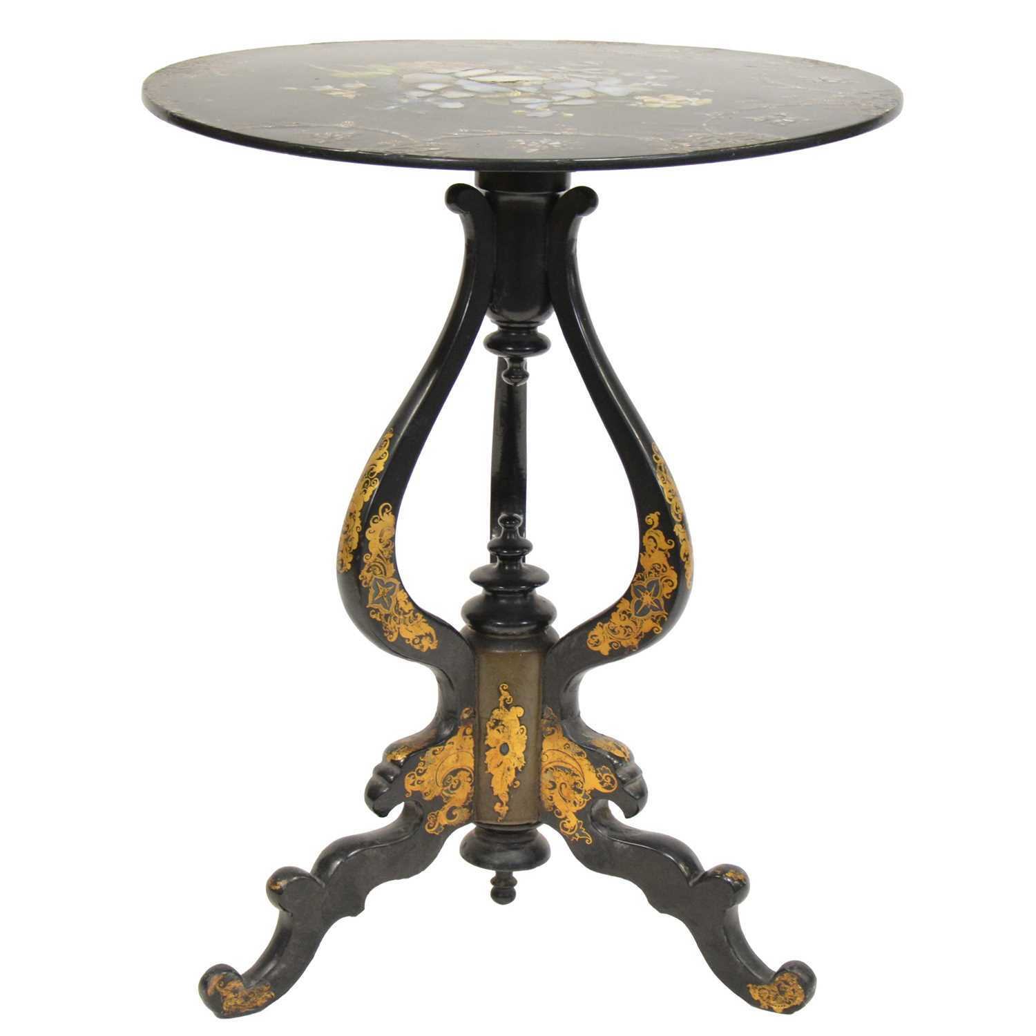 Lot 577 - Victorian paper mache table,