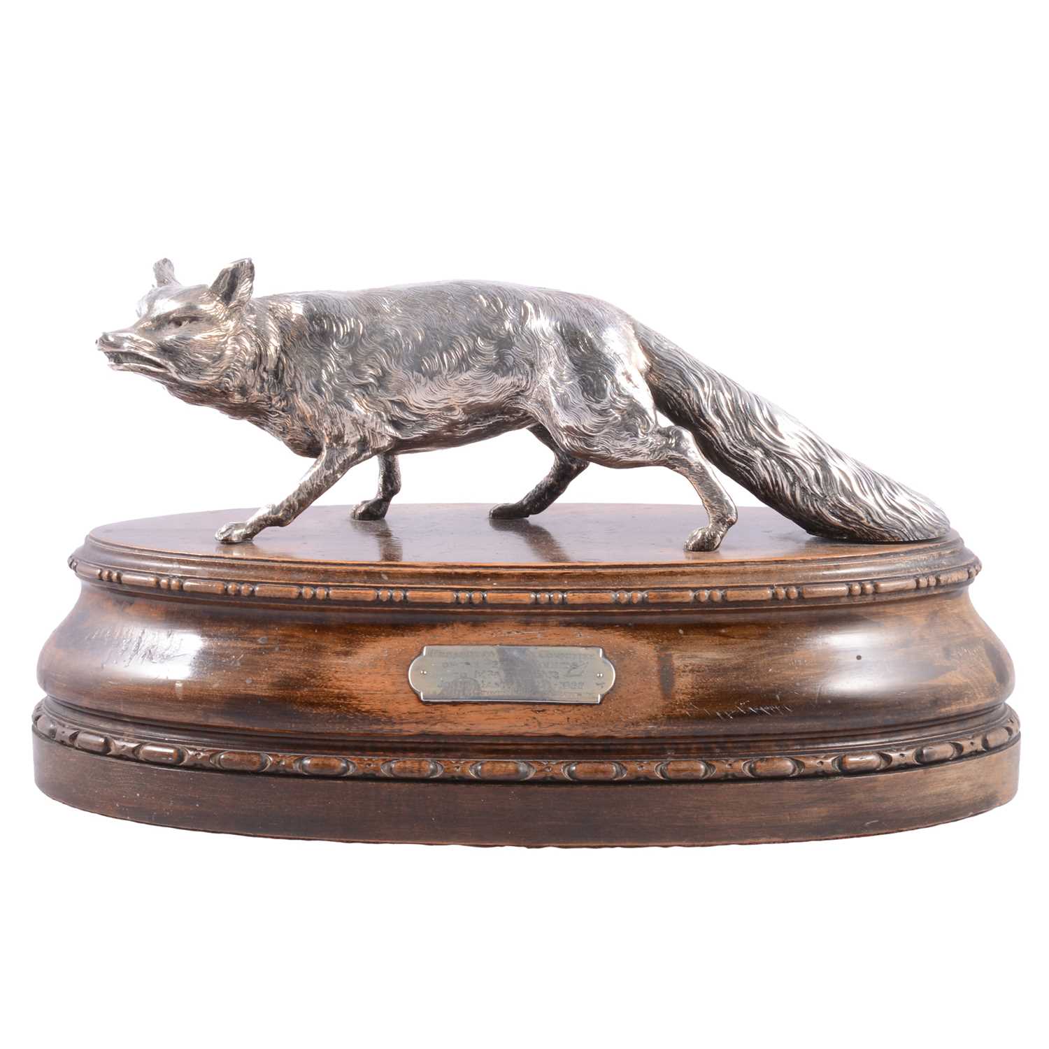Lot 123 - Cast white metal model of a fox,