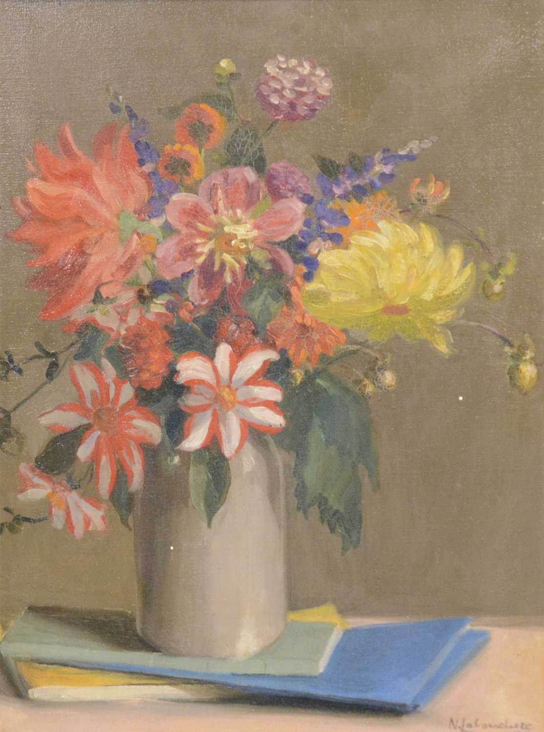Lot 243 - N Labouchere, Still life of a vase of