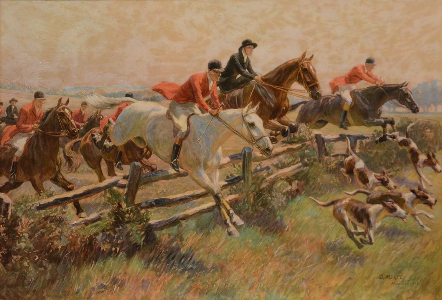 Lot 297 - O Merte, Hunting scene,