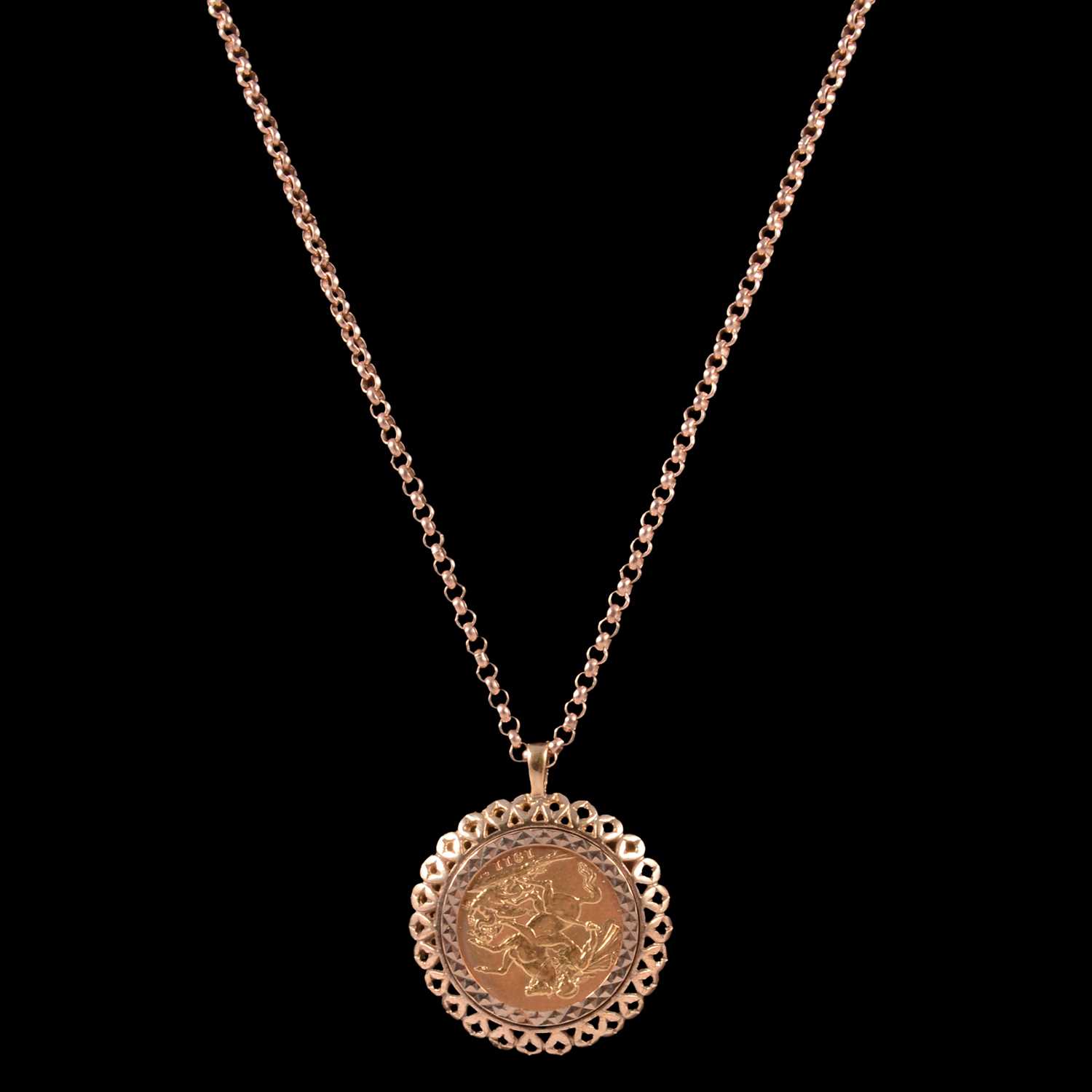 Lot 129 - A Gold Full Sovereign Coin pendant on a