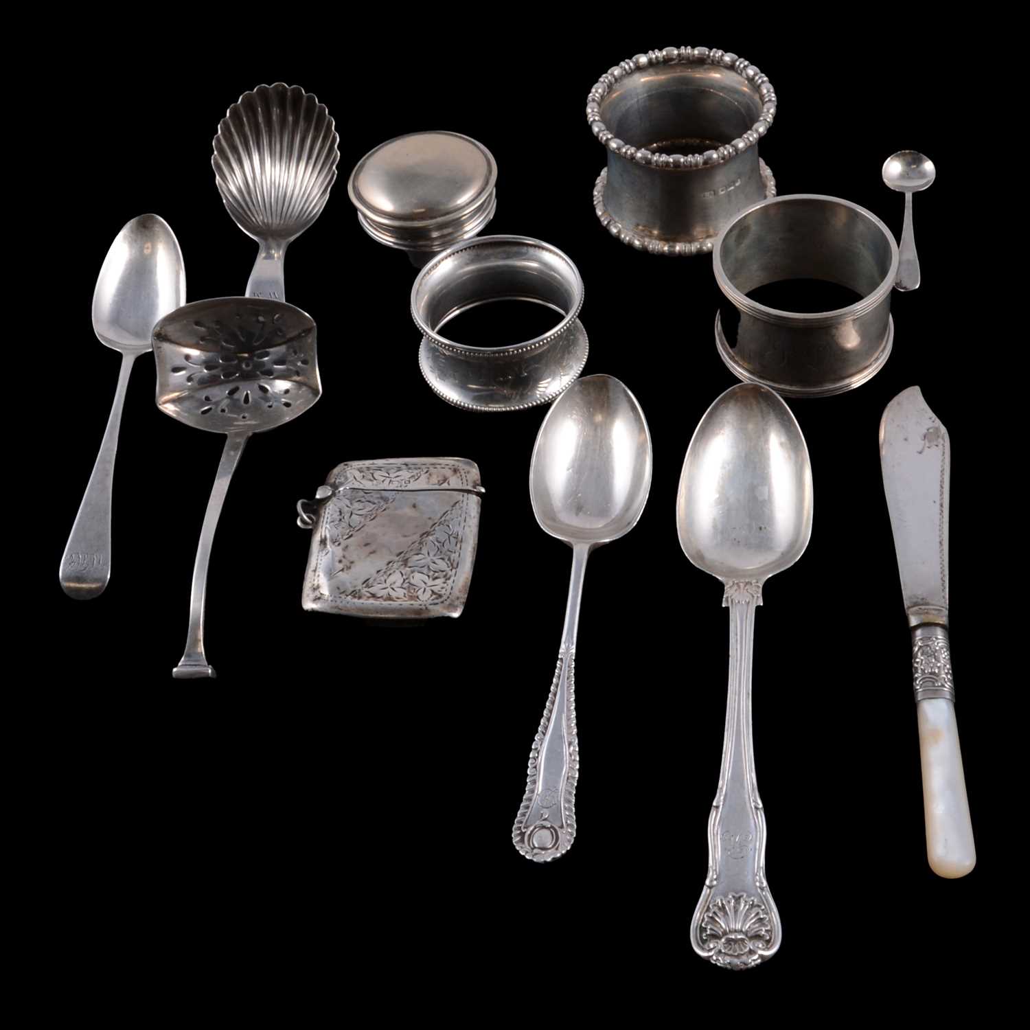Lot 240 - Small collection of silver,