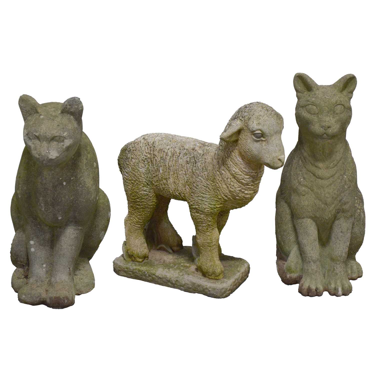 Lot 410 - Three modern cast concrete animal figures