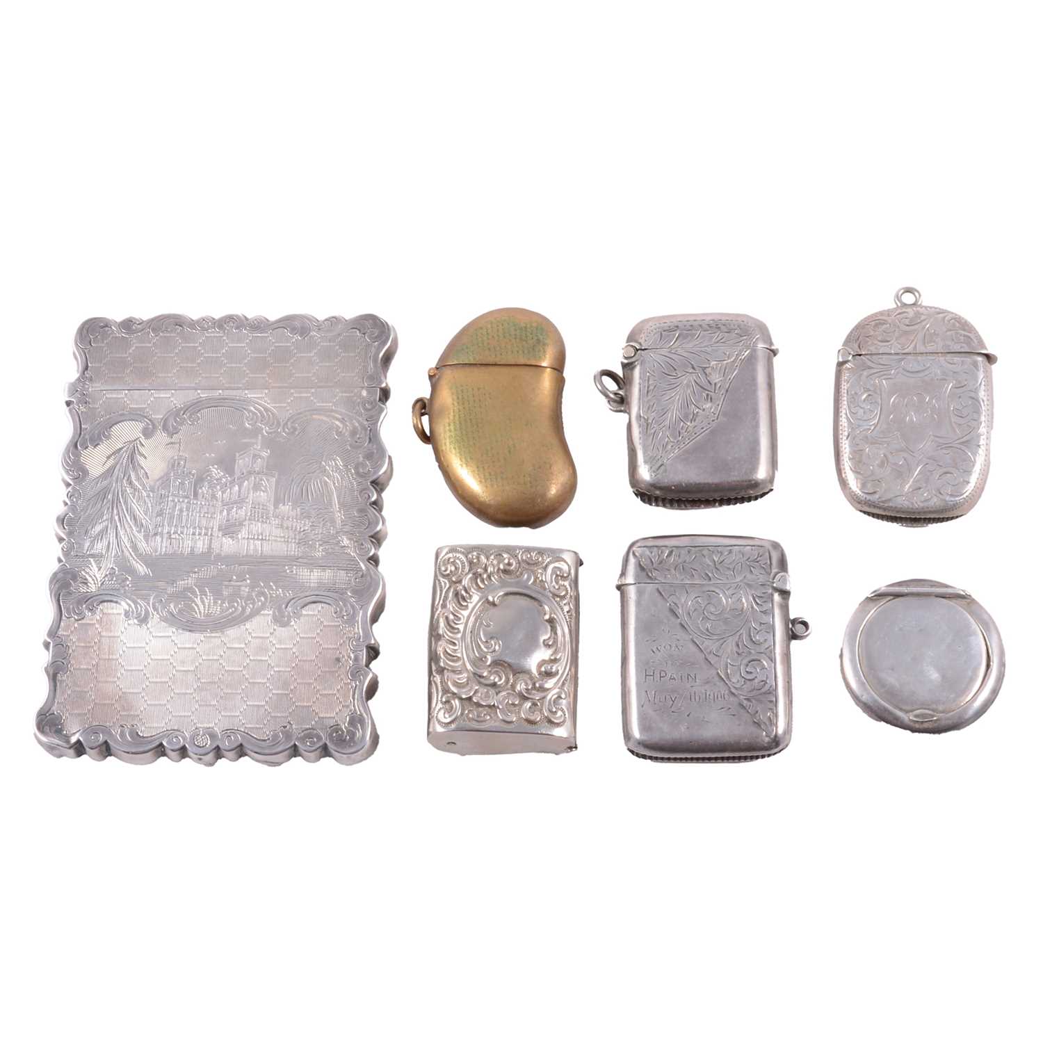 Lot 180 - Silver card case, vesta cases,
