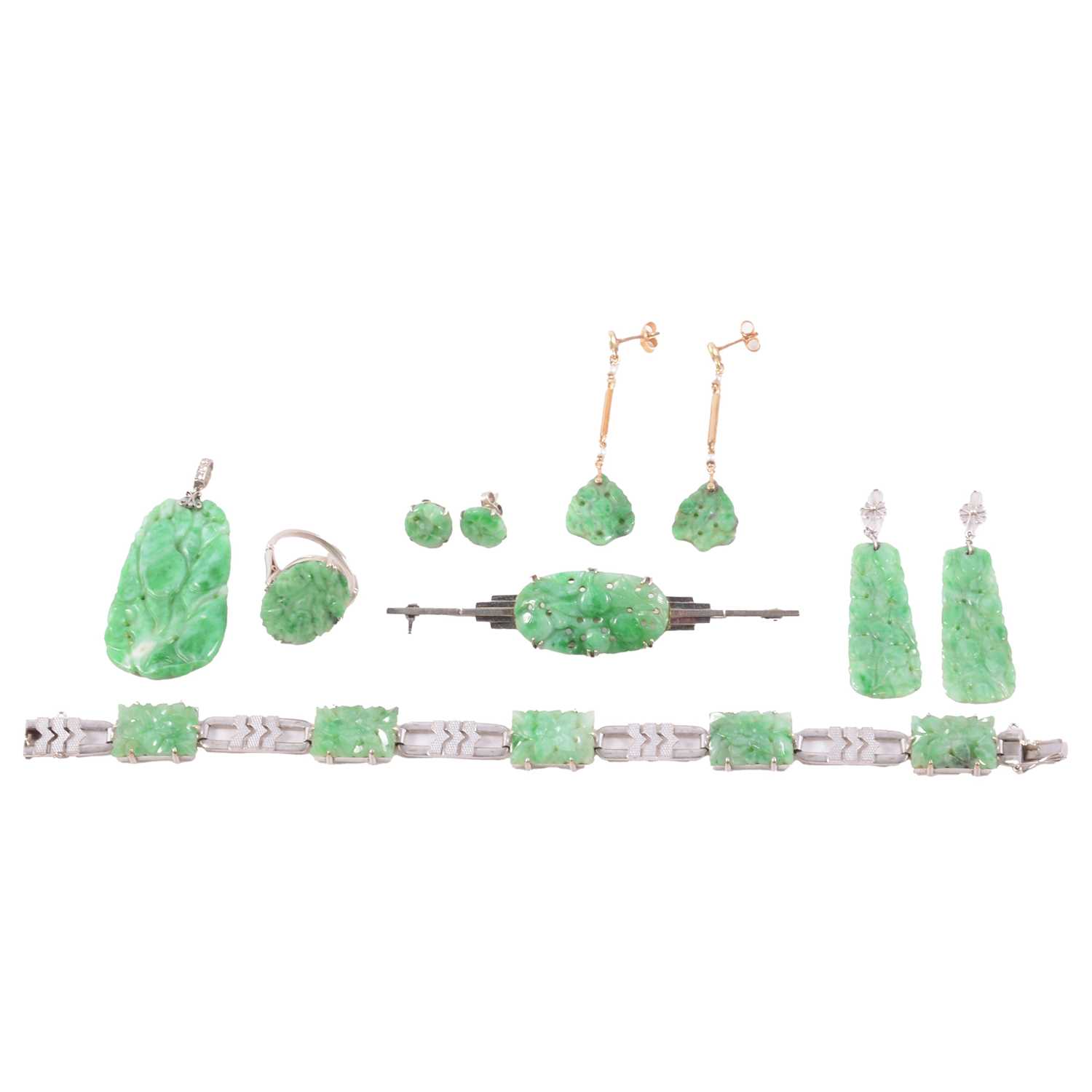Lot 331 - A collection of jadeite jewellery.