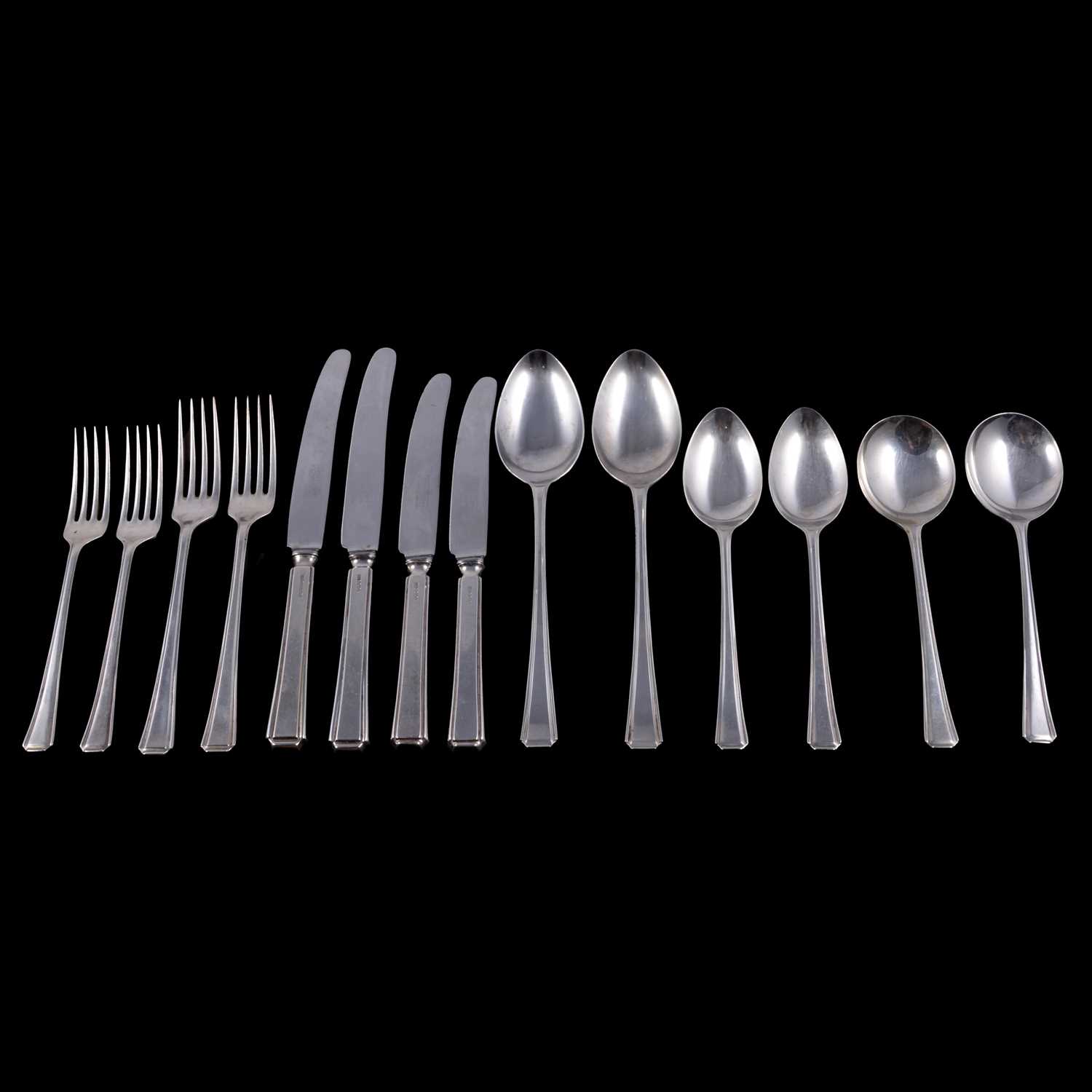 Lot 196 - Part set of matched silver cutlery,