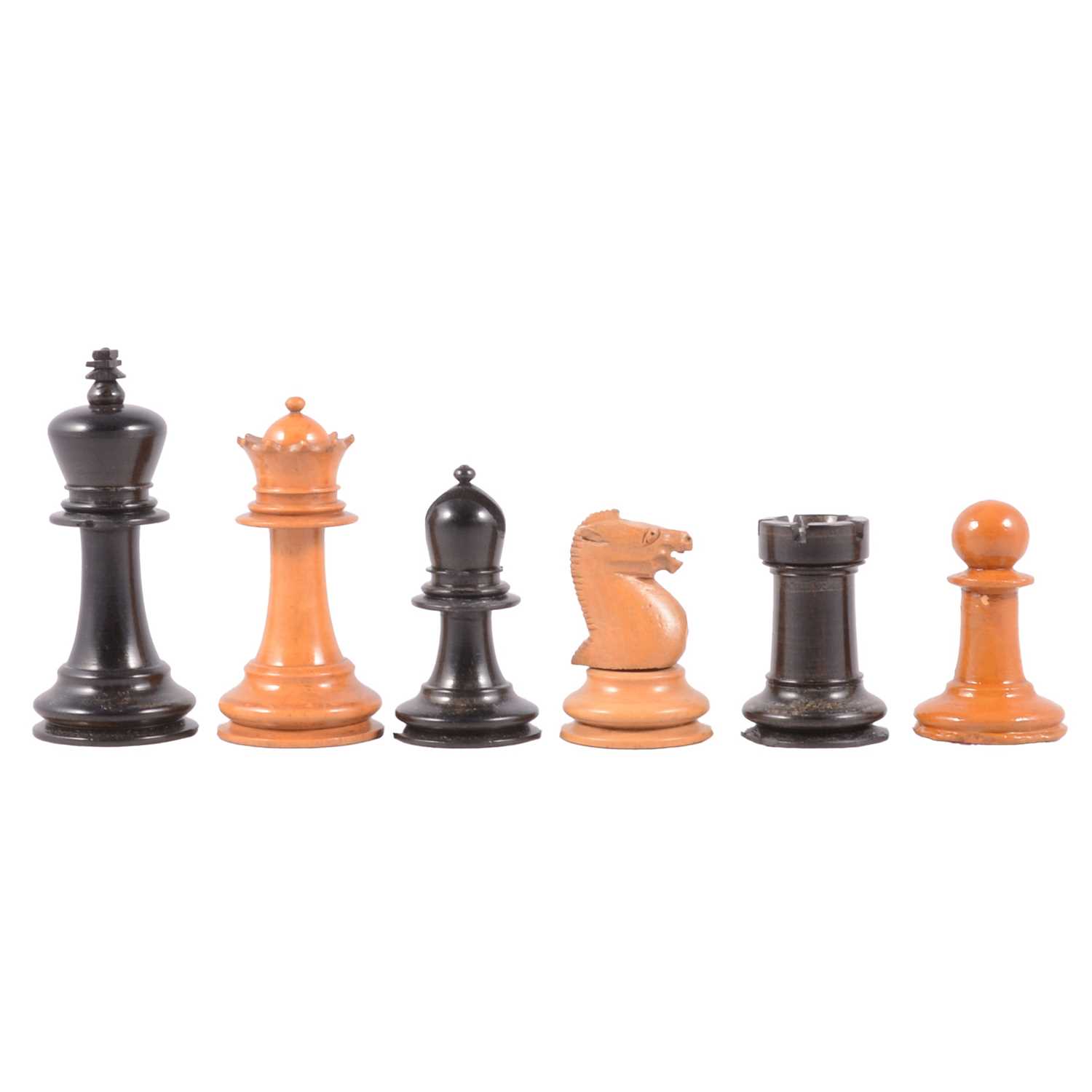 Lot 98 - Staunton pattern chess set, Small Club size,