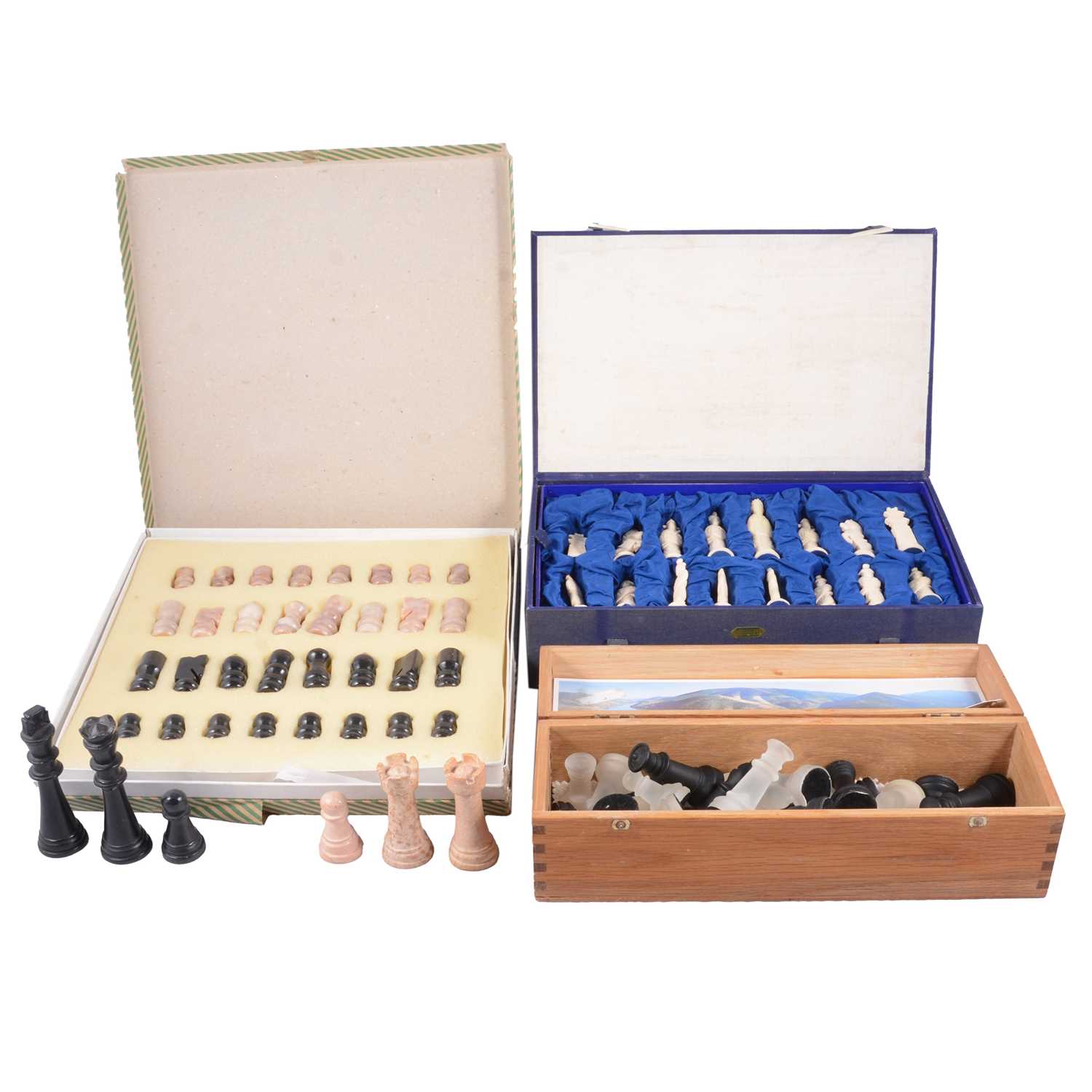 Lot 89 - Chess; glass chess set with glass board, etc.,