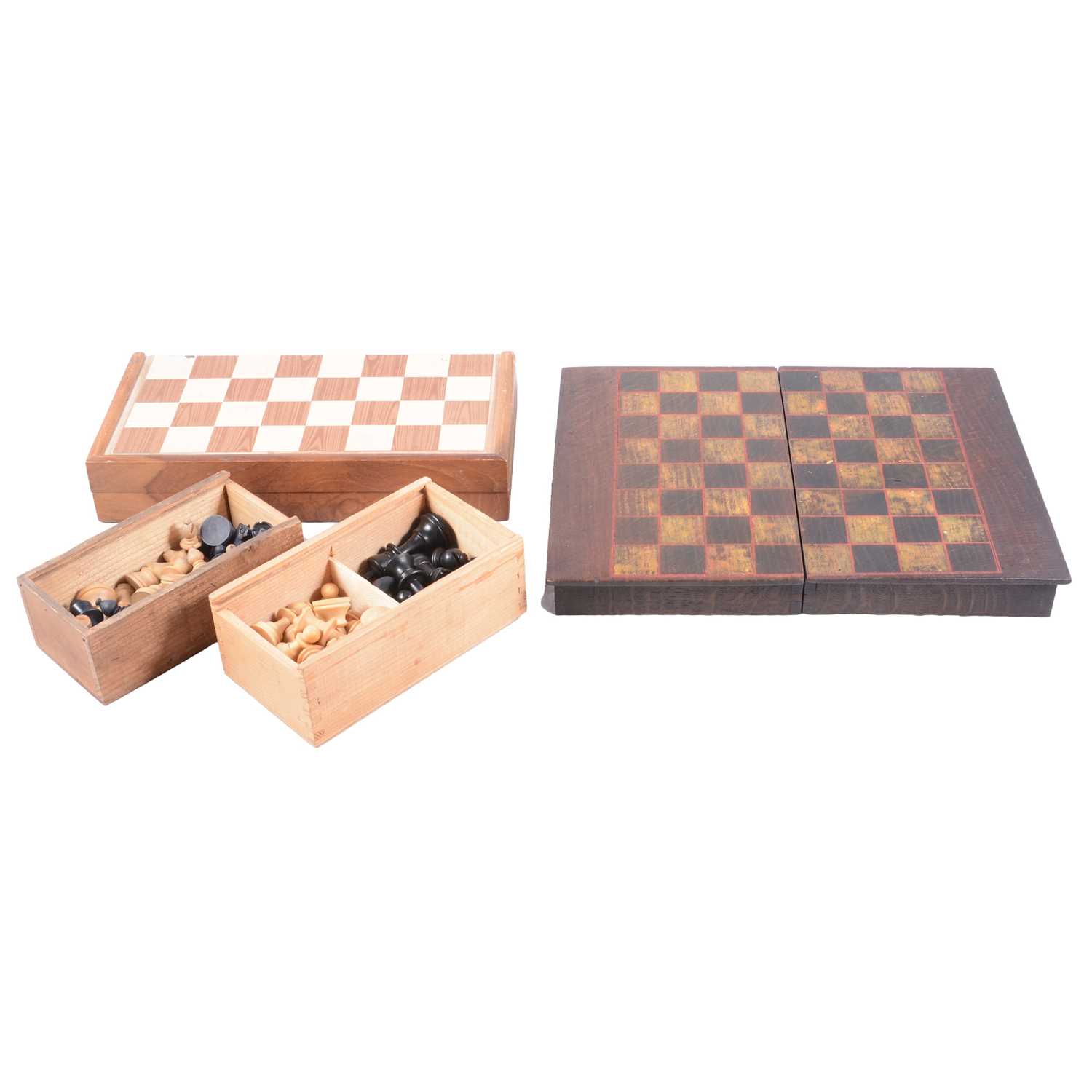 Lot 91 - Chess; two boxwood chess sets, etc.,