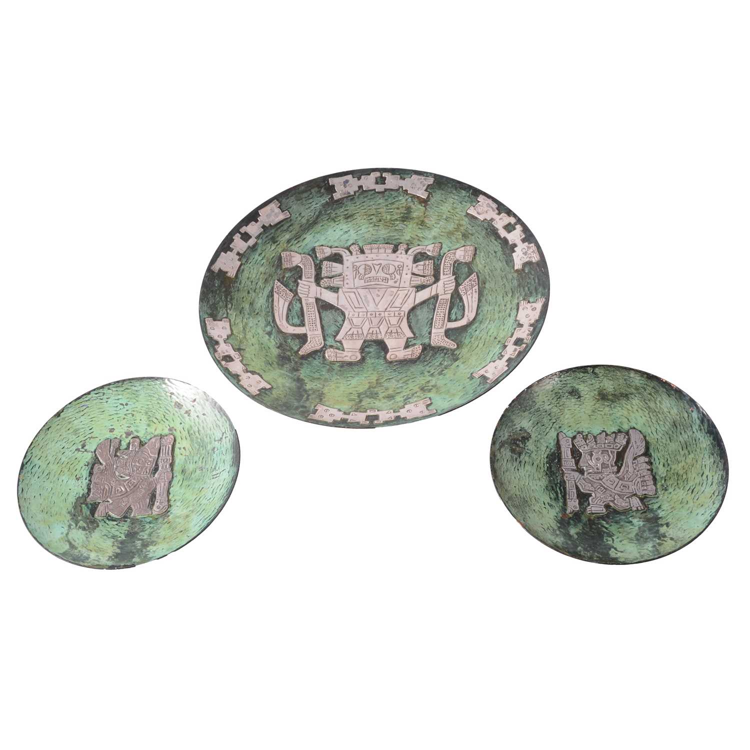 Lot 64 - Peruvian white metal overlaid patinated