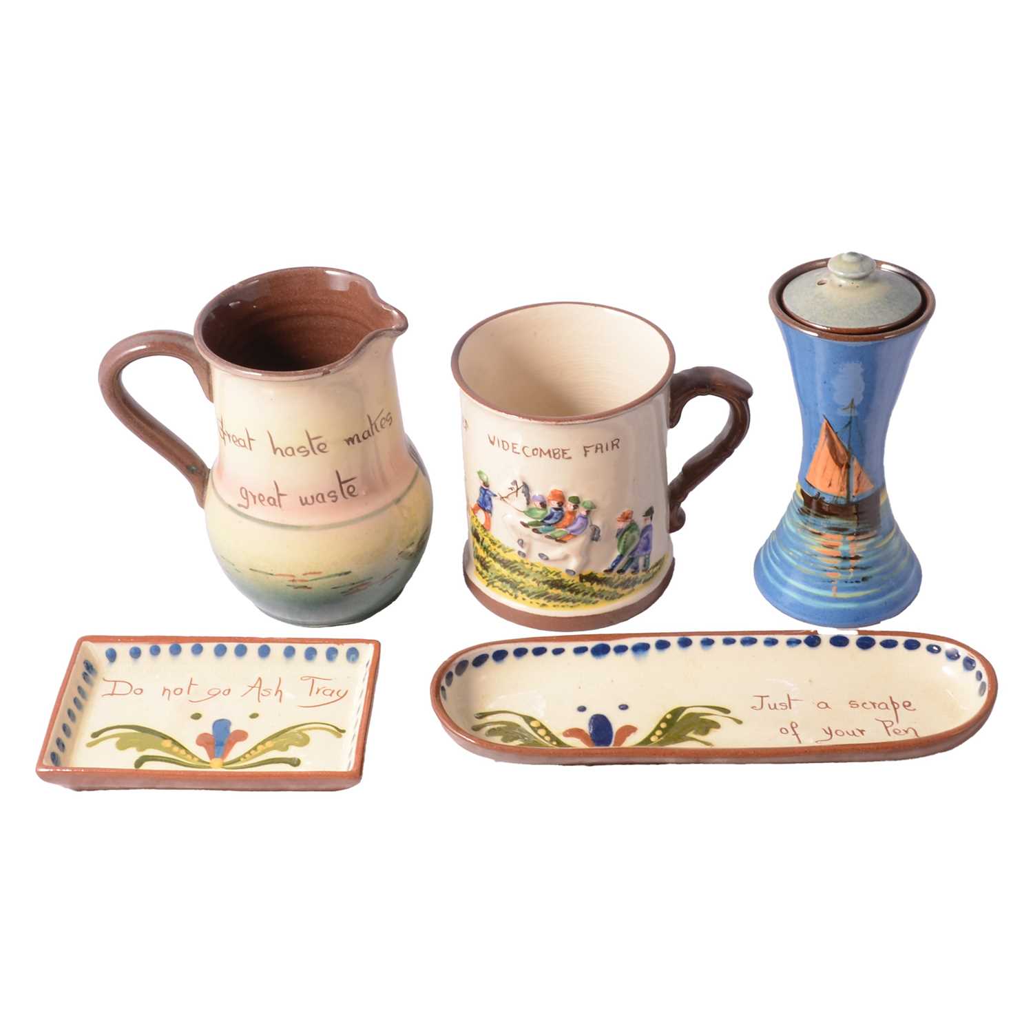 Lot 66 - Quantity of Devon mottoware pottery,