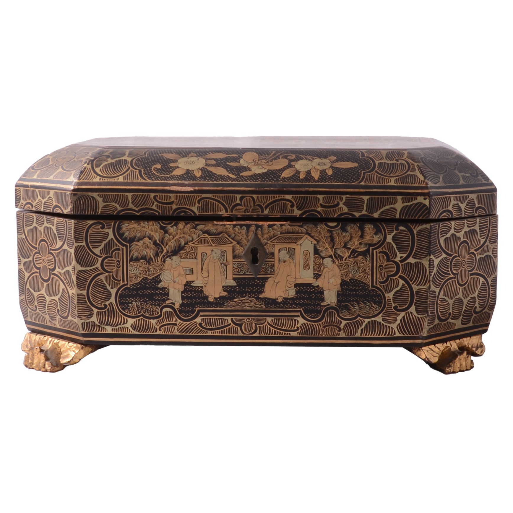 Lot 172 - Chinese lacquered tea caddy, sewing