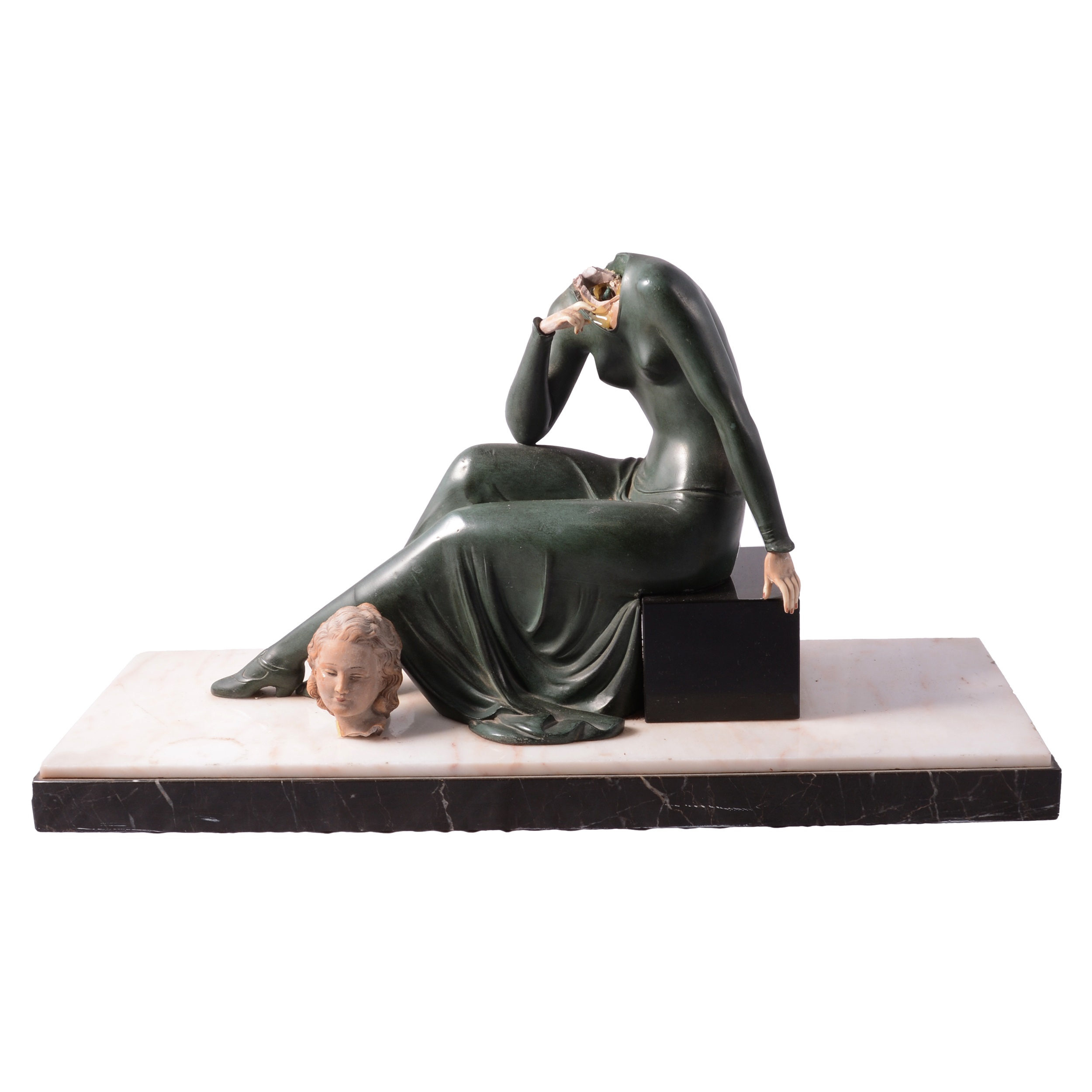 Lot 184 - French Art Deco sculpture, Seated Female