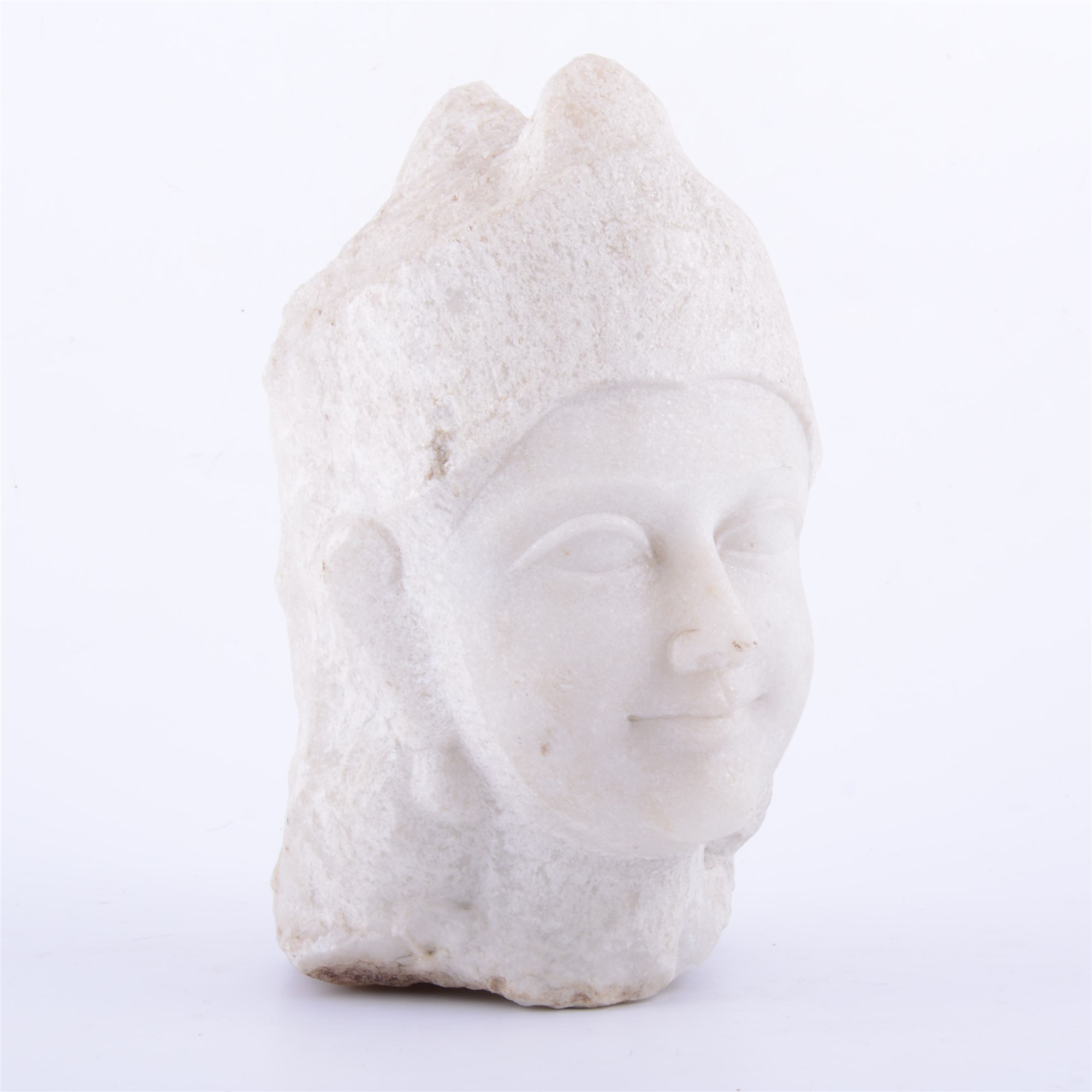 Lot 89 - Indian carved alabaster head, smiling face