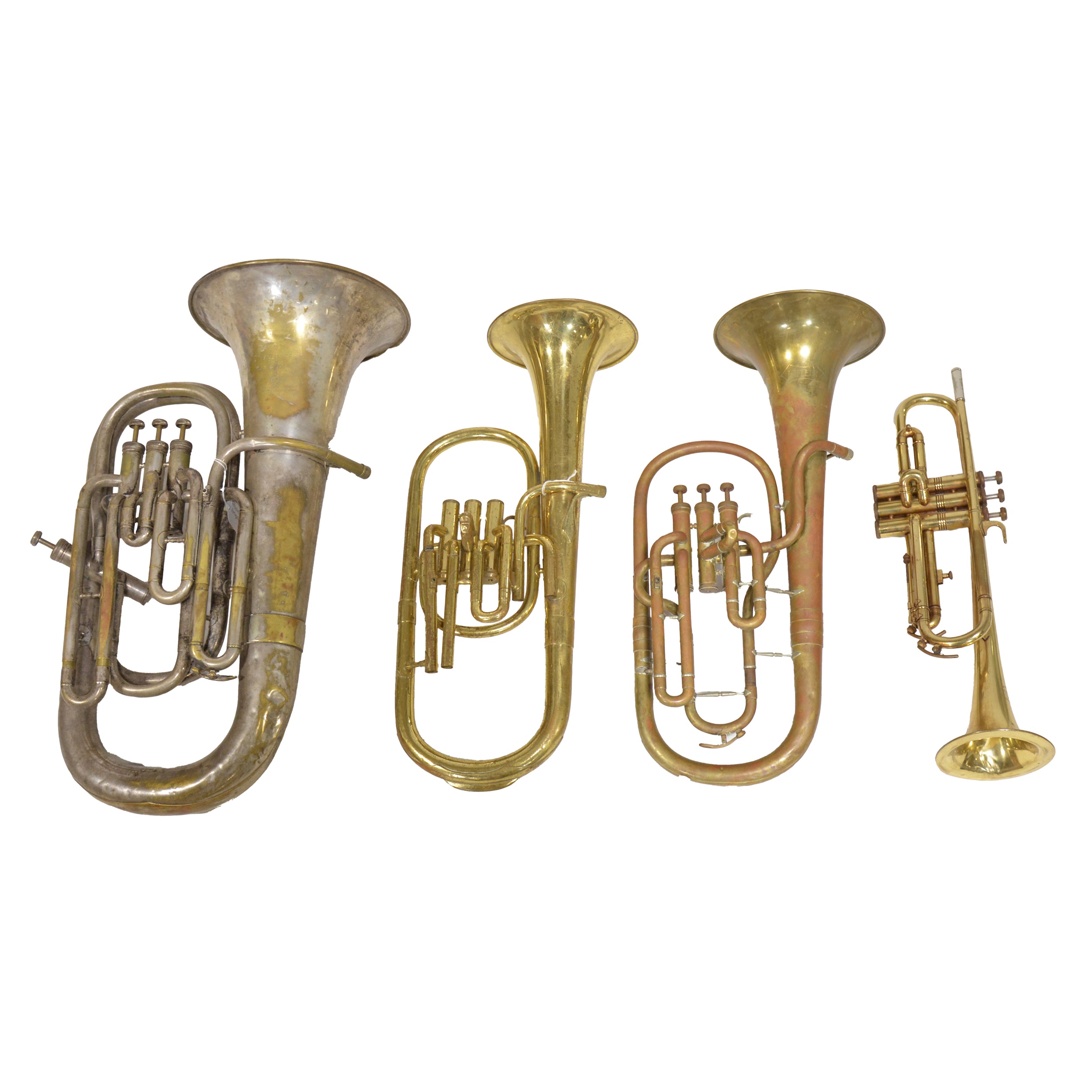 Lot 176 - A trumpet, two tenor horns and a baritone